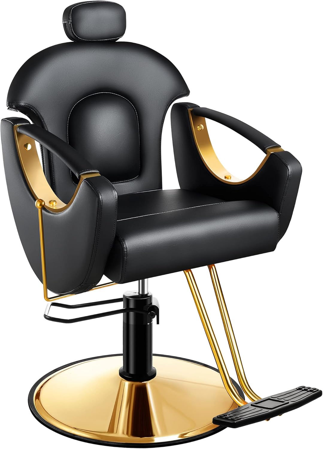 Amazon.com: Baasha Ergonomic Reclining Hair Salon Chair, Gold Styling ...