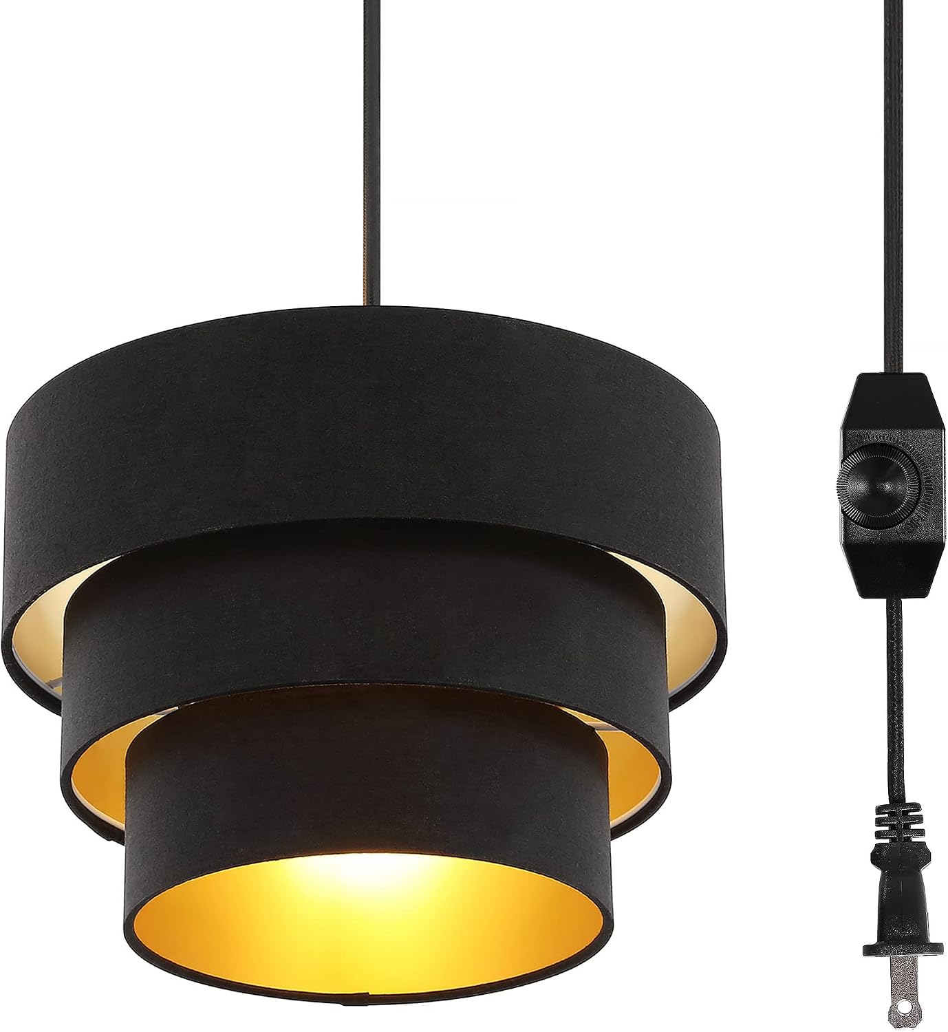 Mateyrie Plug in Pendant Light, Hanging Light Fabric Shade, Pendant ...