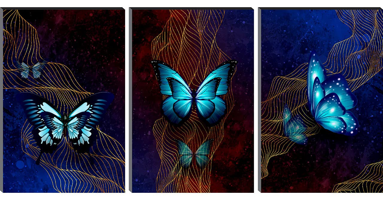 SAF paintings Set of 3 Butterfly Modern Art MDF Self Adhessive UV ...
