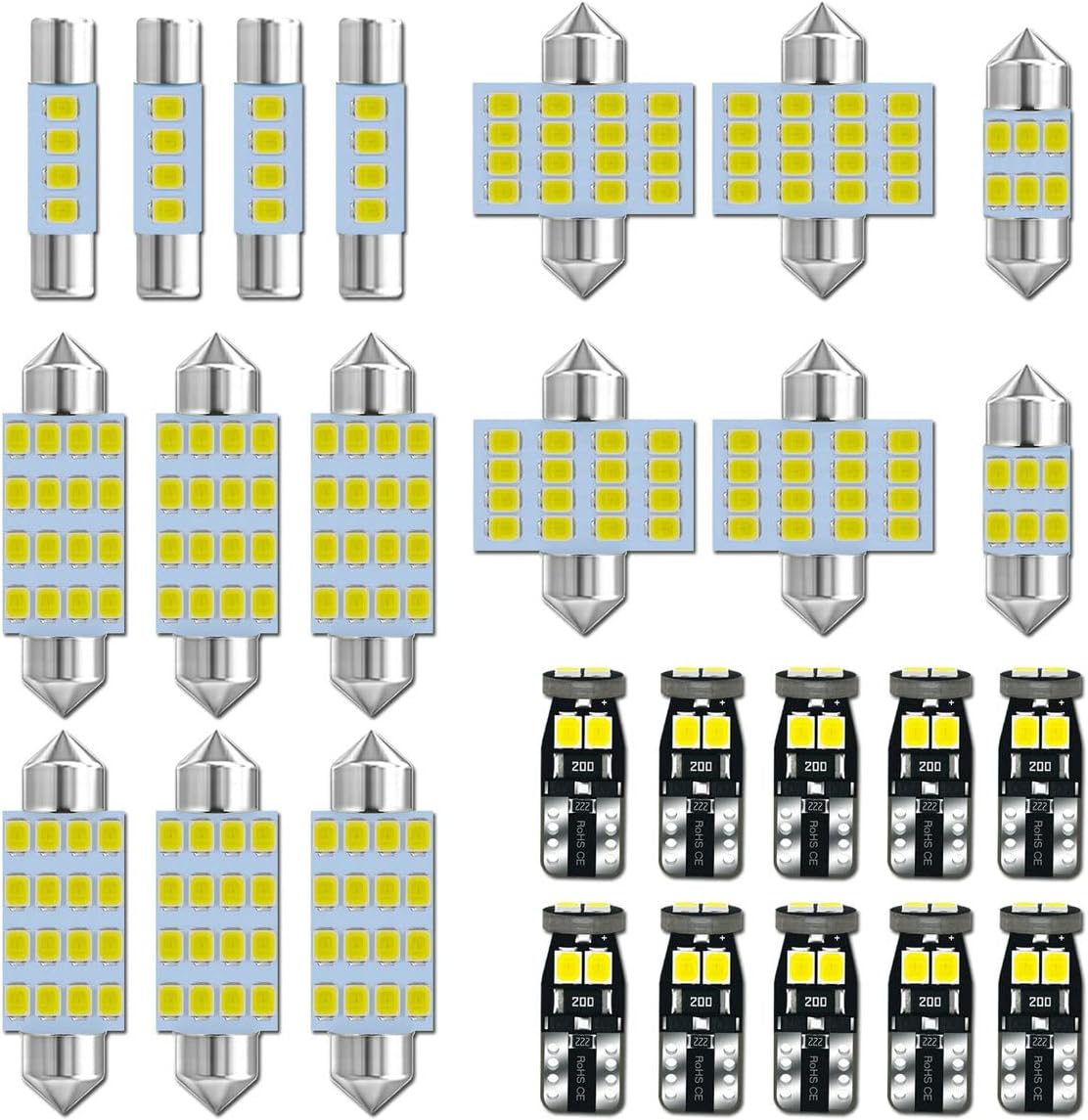 Amazon.com: ACOHUIKE 32PS Dome Light LED Car Bulb Kit Set 921 194 578 ...