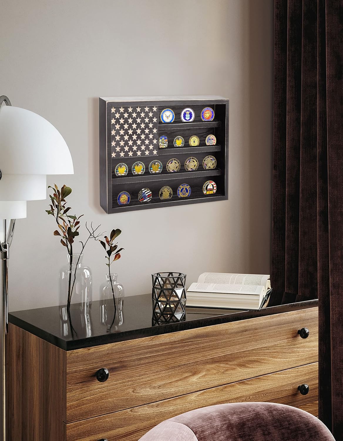 Coin Collection Holder Military Challenge Case - 4-Layer Wall Mount ...