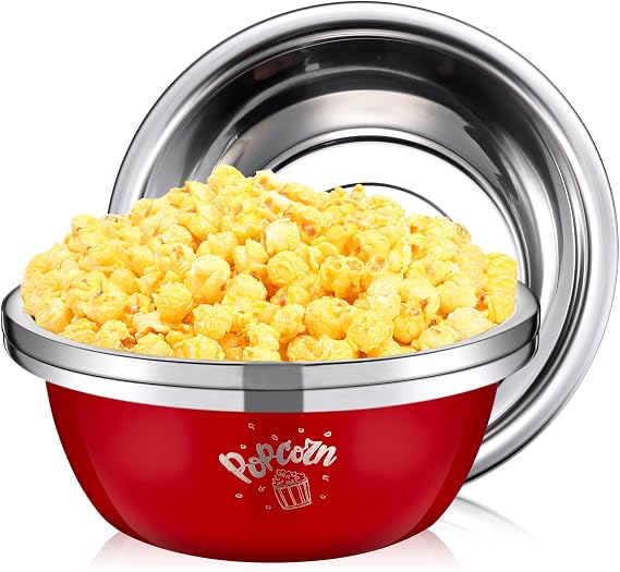 Amazon.com: Skybooly 3 Pcs Popcorn Bowls 3.4 Qt Stainless Steel Mixing ...
