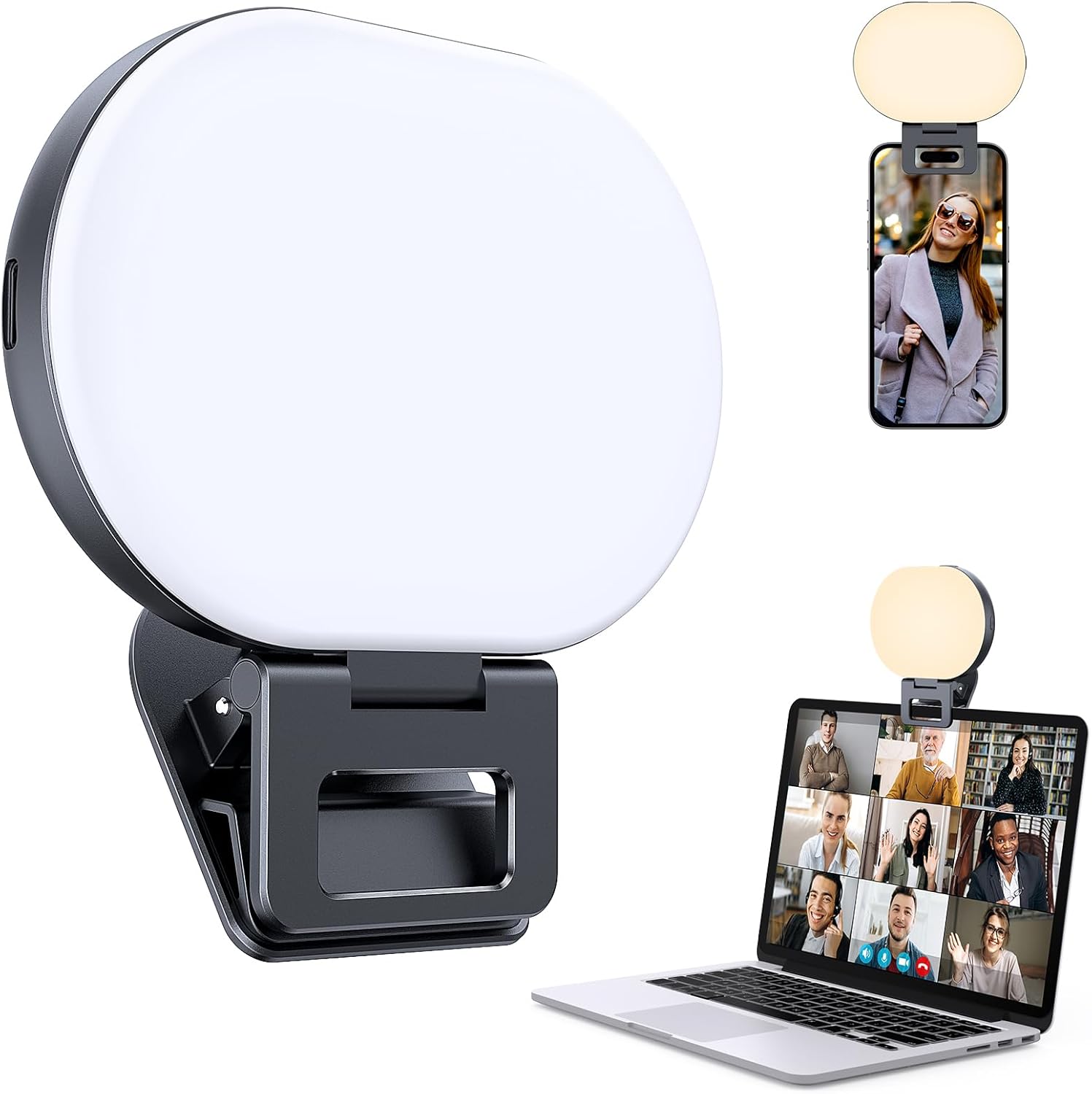 LED Selfie Light Phone light Video Light: Portable Clip on Ring Light ...