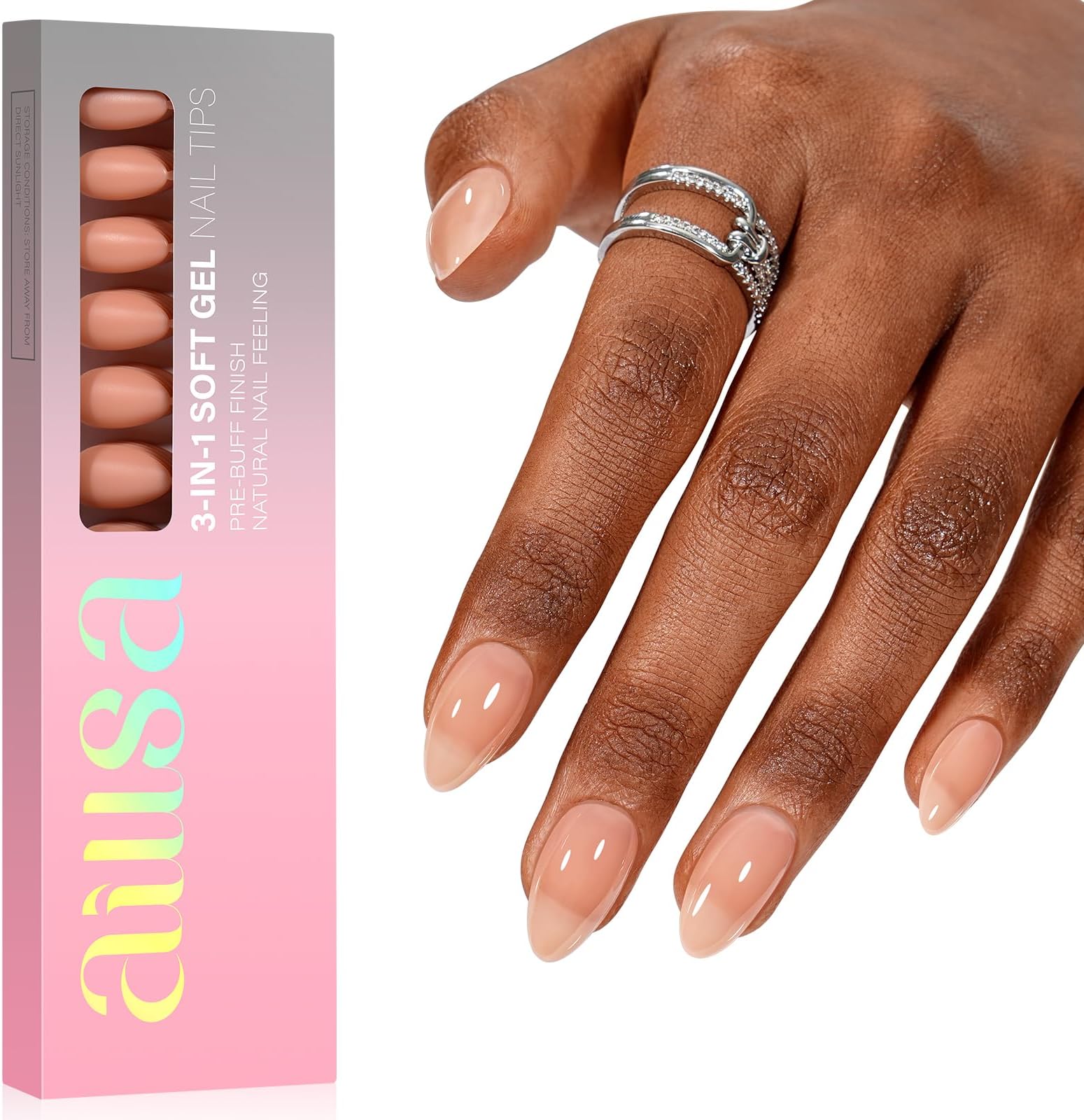 Amazon.com : Short Fake Nails Almond Press On Nails Acrylic False Nails ...