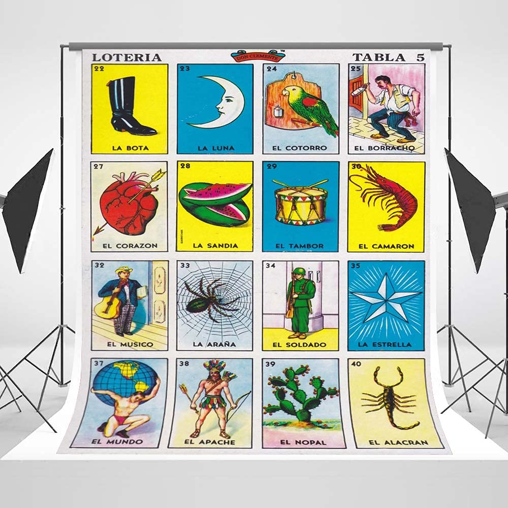 Mexican Loteria Cards Backdrop For Party 5x7 Vinyl Mexico Loteria ...