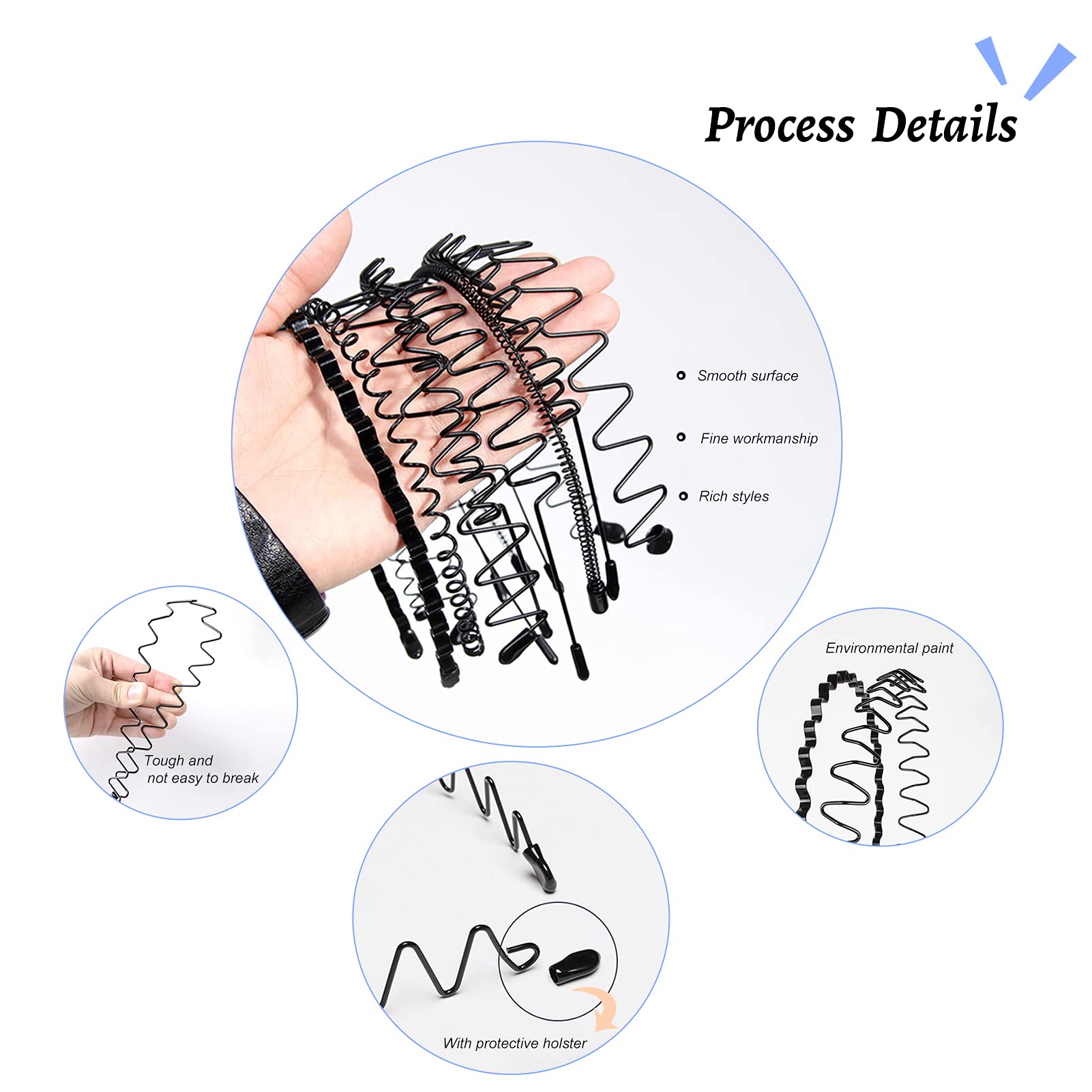 Metal Headbands Wavy Hairband Spring Hair Hoop Black Unisex