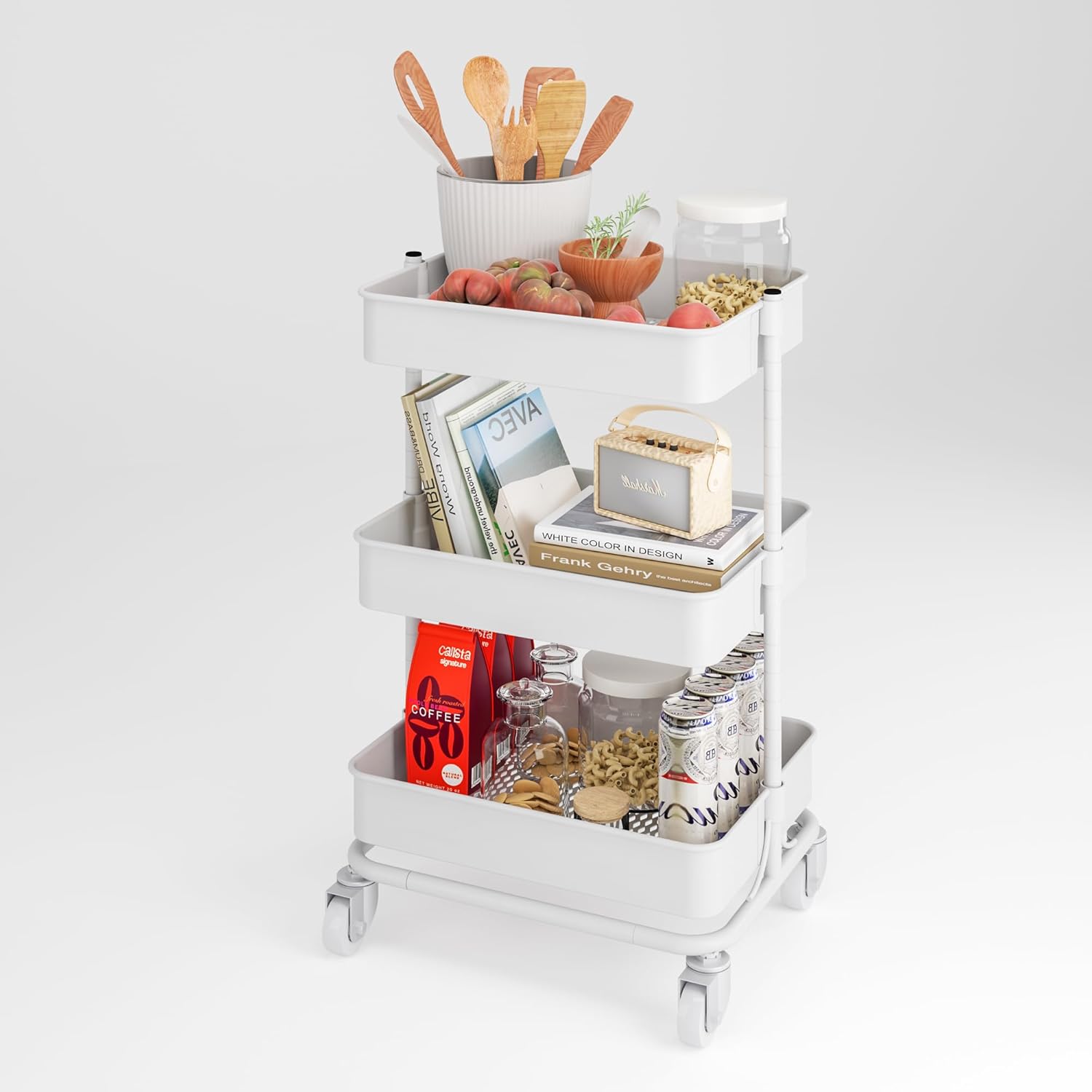 Amazon.com: TECBOT 3 Tier Metal Rolling Cart with Wheels, Utility ...