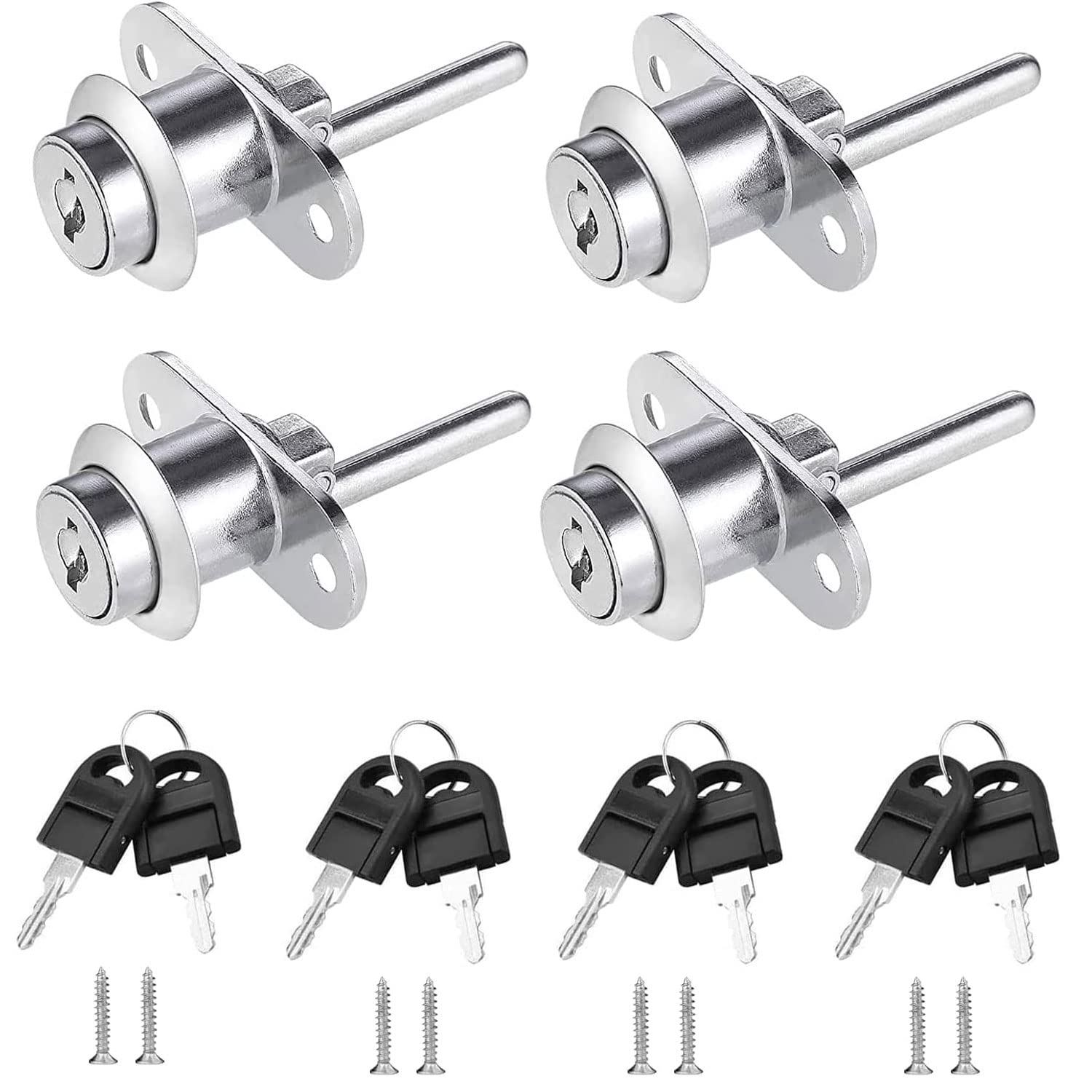 Drawer Lock Plunger Lock, Length 30 mm(1 1/4 inch) Cylinder Head Chrome ...