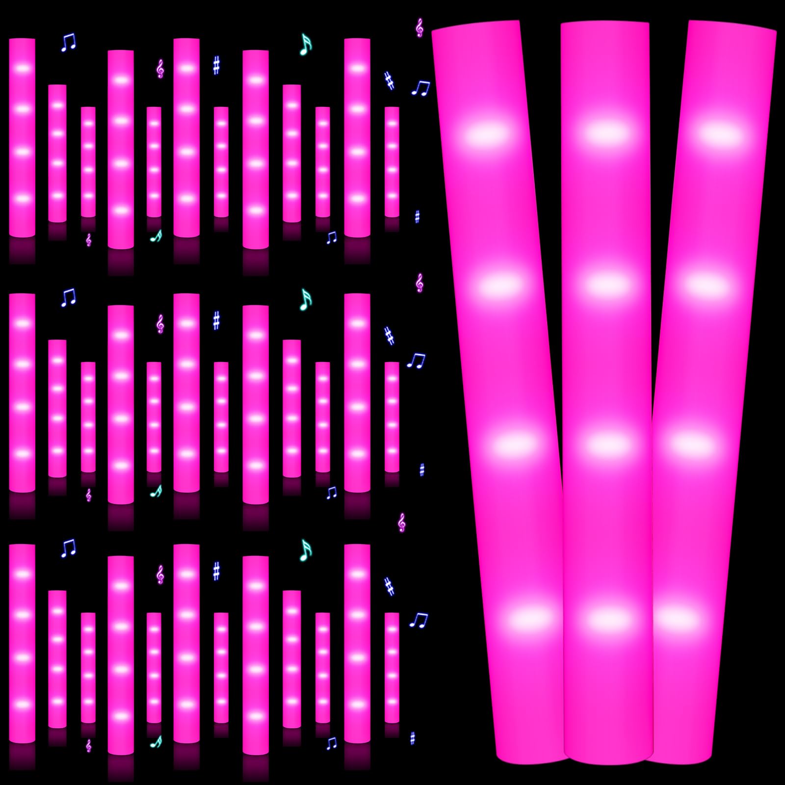 Poen Mini Glow Sticks Bulk LED Foam Sticks Light Up Foam Sticks Glow in ...