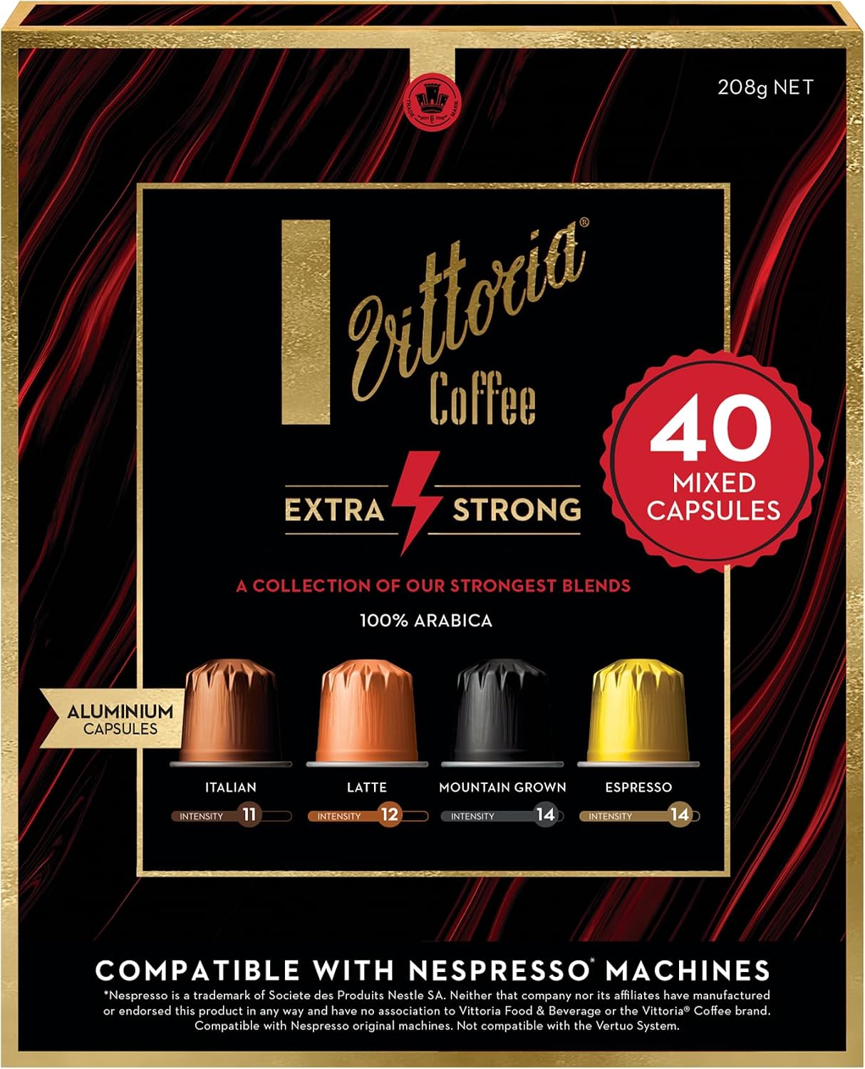 Vittoria Coffee Extra Strong 100% Arabica Nespresso Compatible Coffee ...