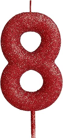 Amazon.com: 8th Glitter Birthday Candles, Red Birthday Number Candle ...
