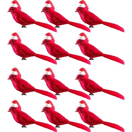 36 Pieces Red Cardinal Christmas Ornaments Red Christmas Tree Ornaments ...