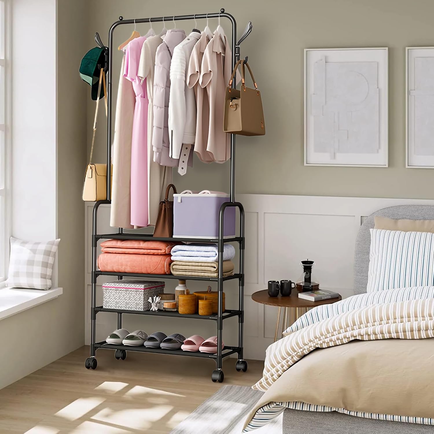 HIFILUZ Rack para Ropa, Organizador de Metal para Ropa Closet ...