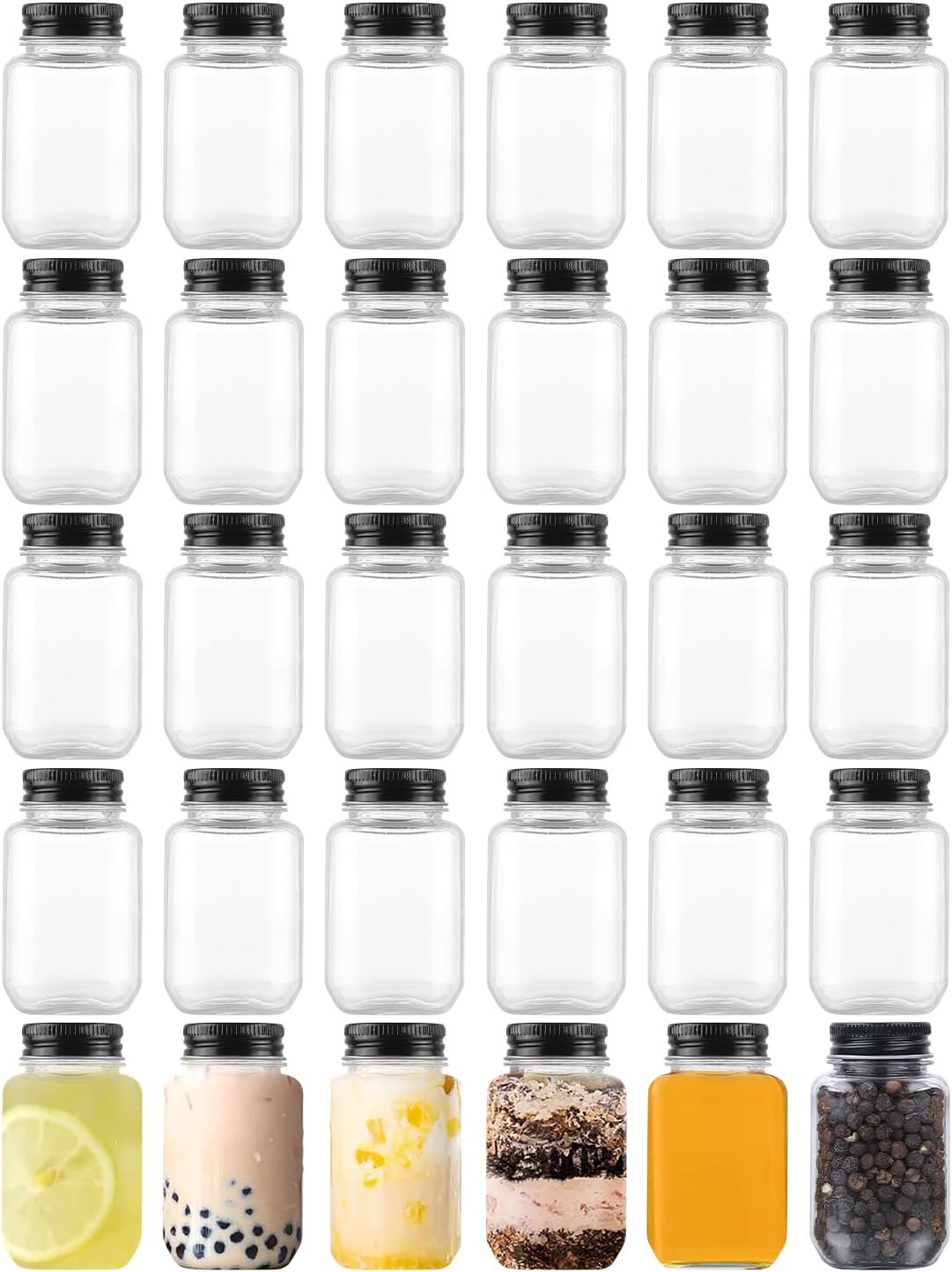 Amazon.com: novelinks 2oz Plastic Mason Jars with Black Lids – 30 Pack ...
