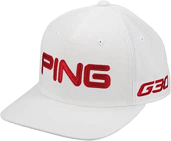 Amazon.com: PING G30 Tour Structured Golf Hat (White/Red, L/XL) Sensor Cool Golf Cap : Clothing ...