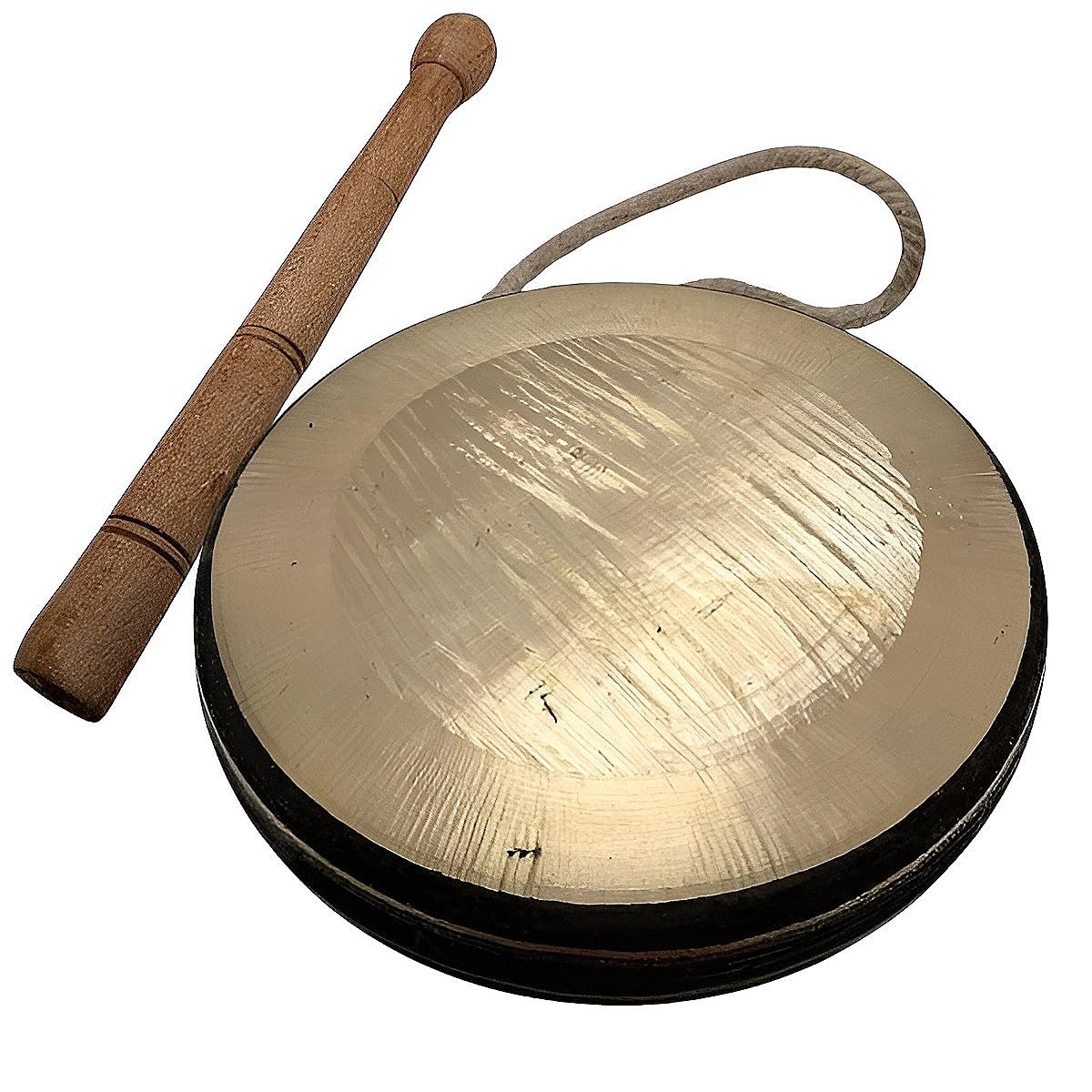Traditional Brass Pooja Gong Bell/Ghadiyal with Wooden Stick | Puja ...