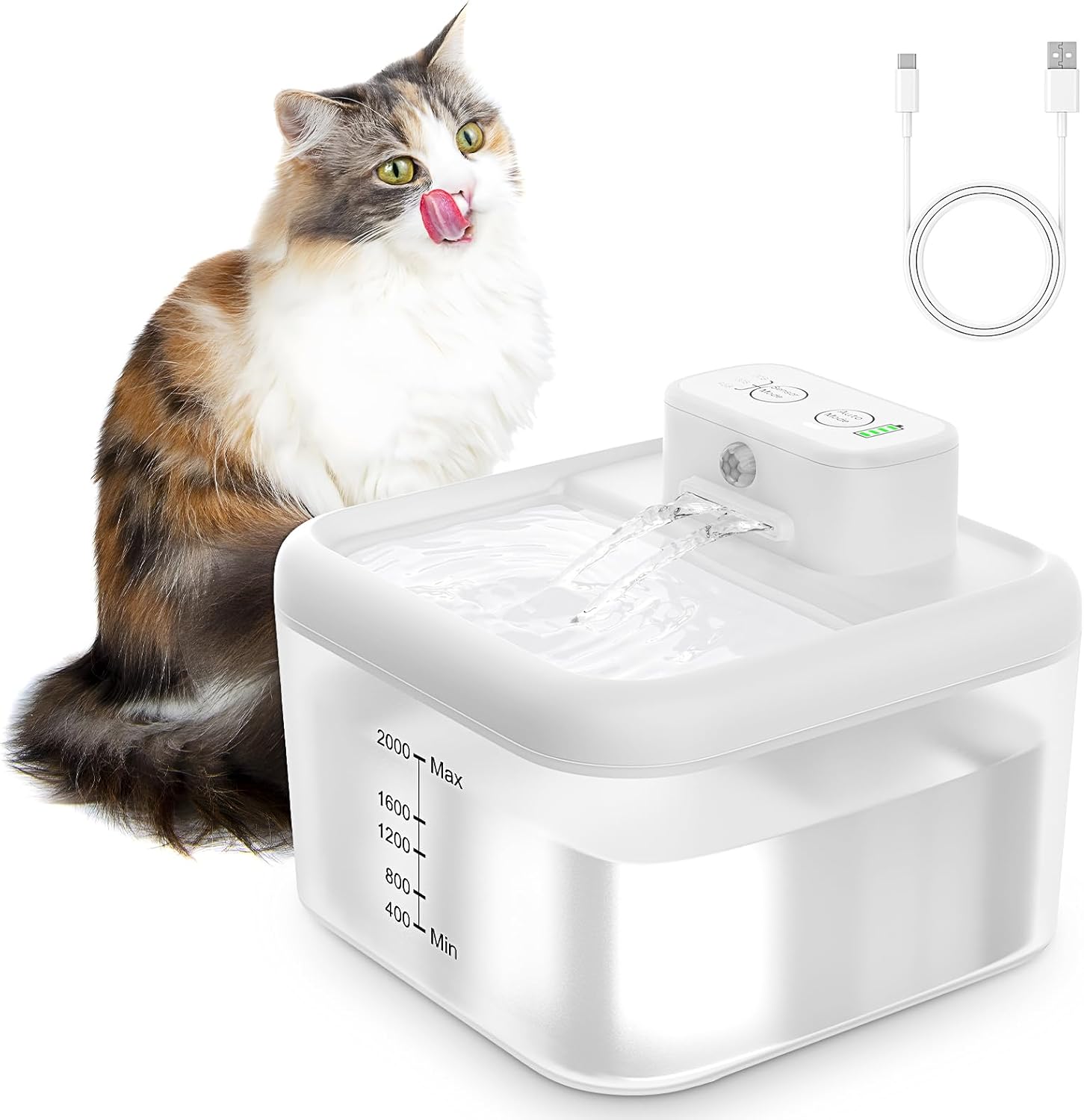 Amazon.com : Battery Operated Cat Water Fountain, 68Oz/2.0L Wireless ...