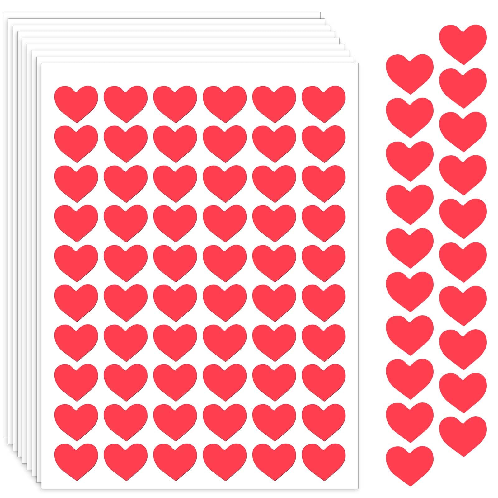 Amazon.com : 2100 Pcs Heart Stickers for Kids 1/2 Inch Mini Red Heart ...