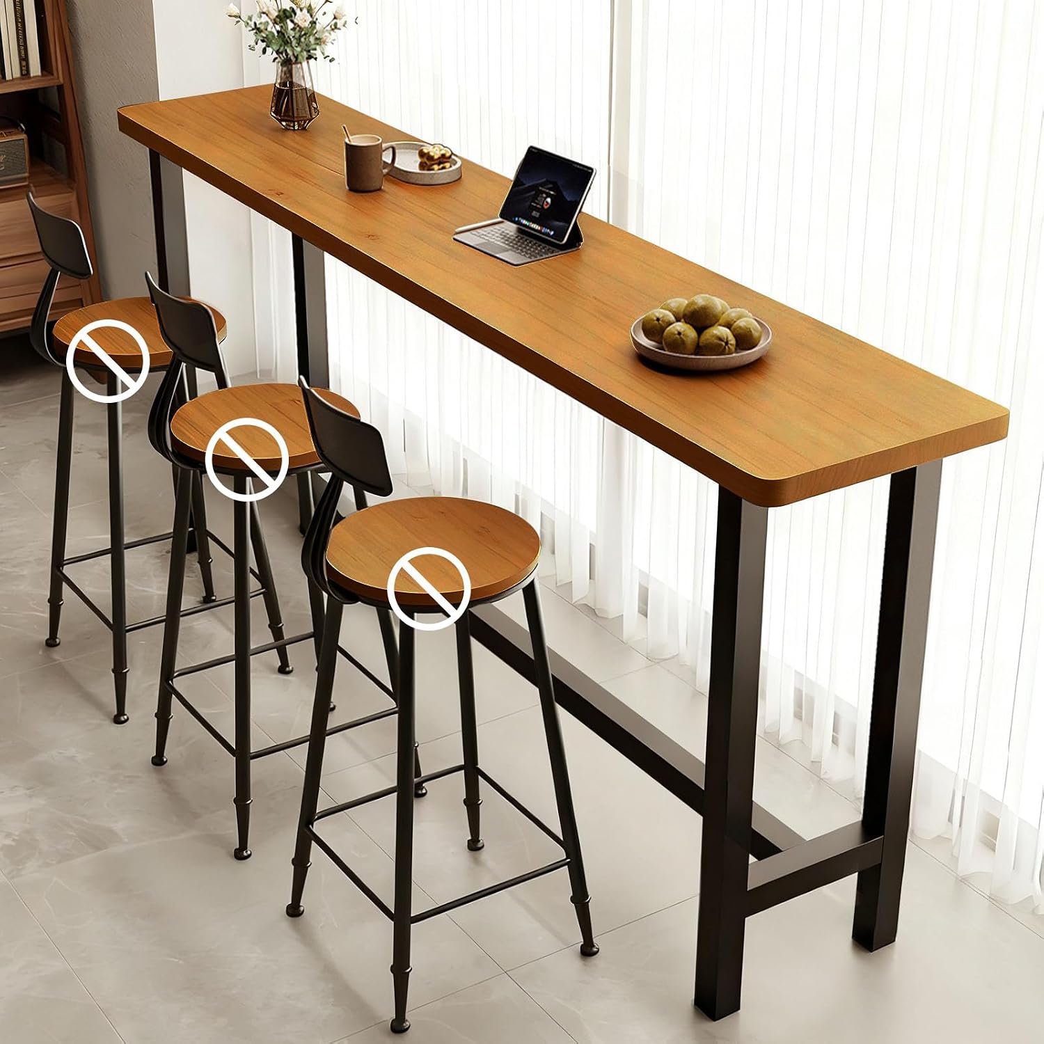 Amazon.com: OQTUHWM Long Bar Table, Counter Height Bar Table, Solid ...