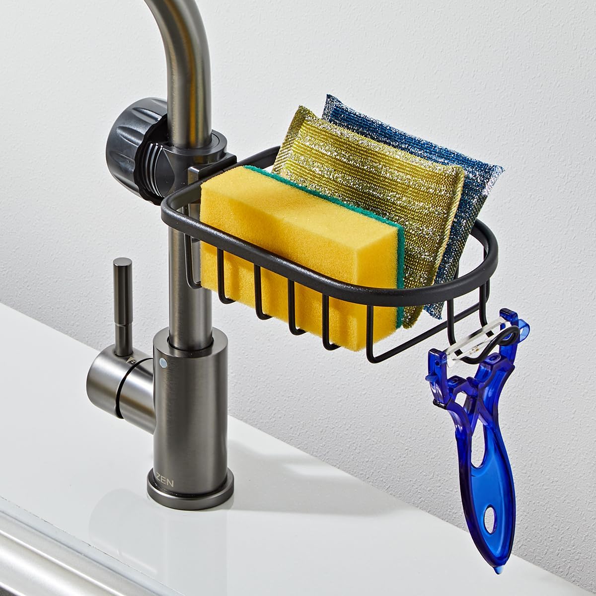 Amazon.com: Hoinerus Kitchen Dish Sponge Holder Faucet Caddy Shower Rod ...