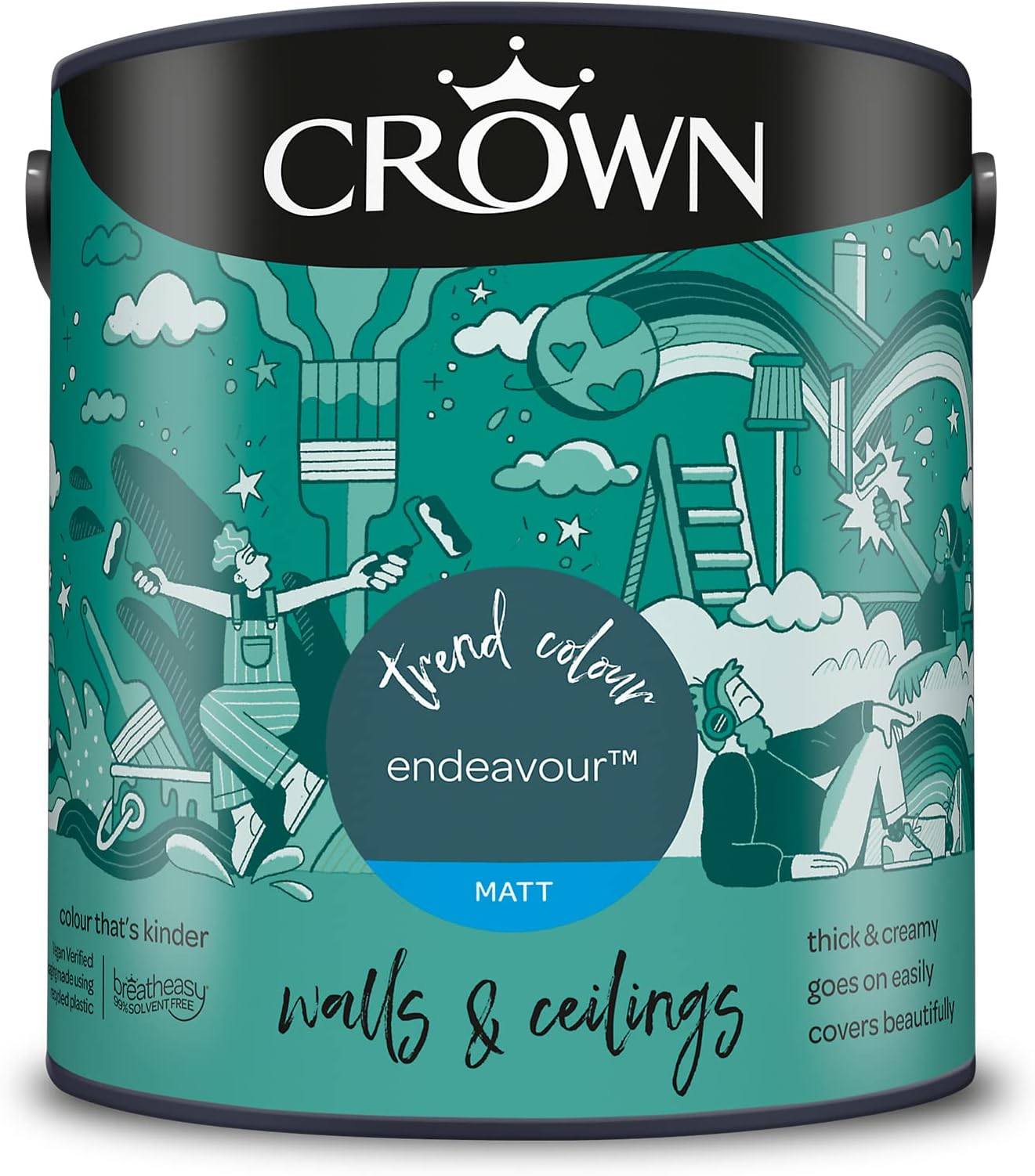 CROWN 2.5L Breatheasy MATT Emulsion Paint for Walls & Ceilings - SADDLE ...