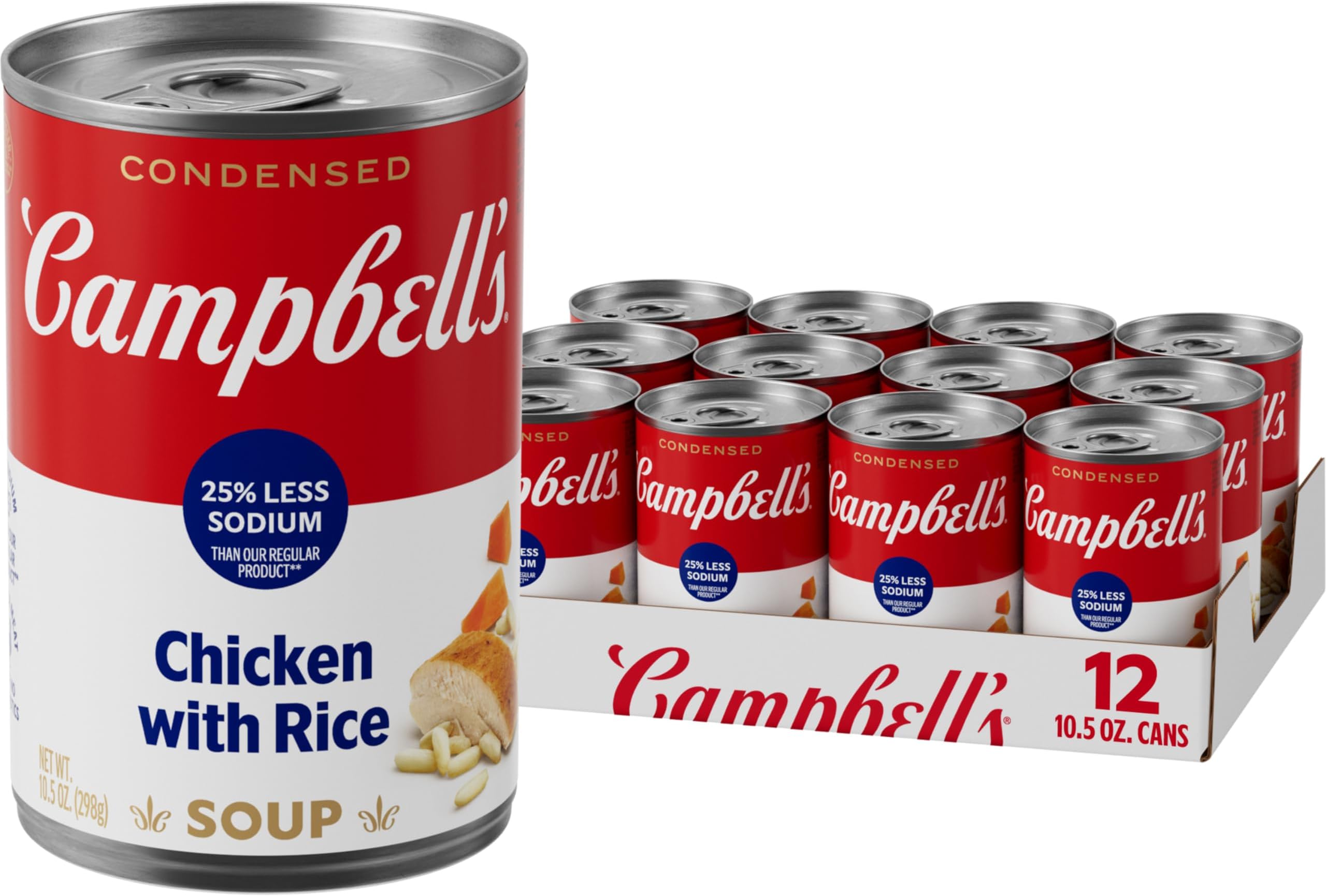 Amazon.com: Campbell’s Condensed 25% Less Sodium Chicken and Rice Soup ...