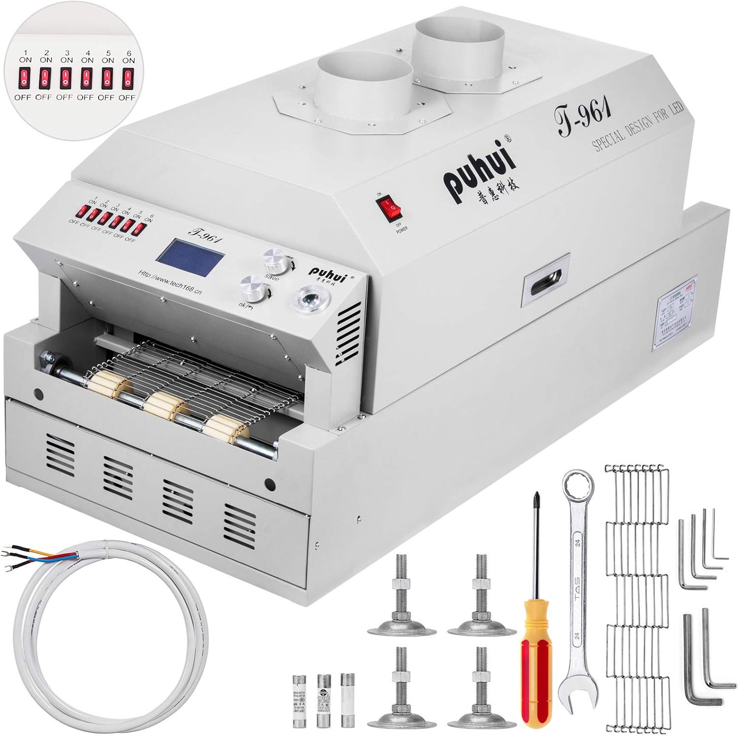 Happybuy Reflow Oven T961 220V Reflow Soldering Machine 3900W 230 x 730 ...