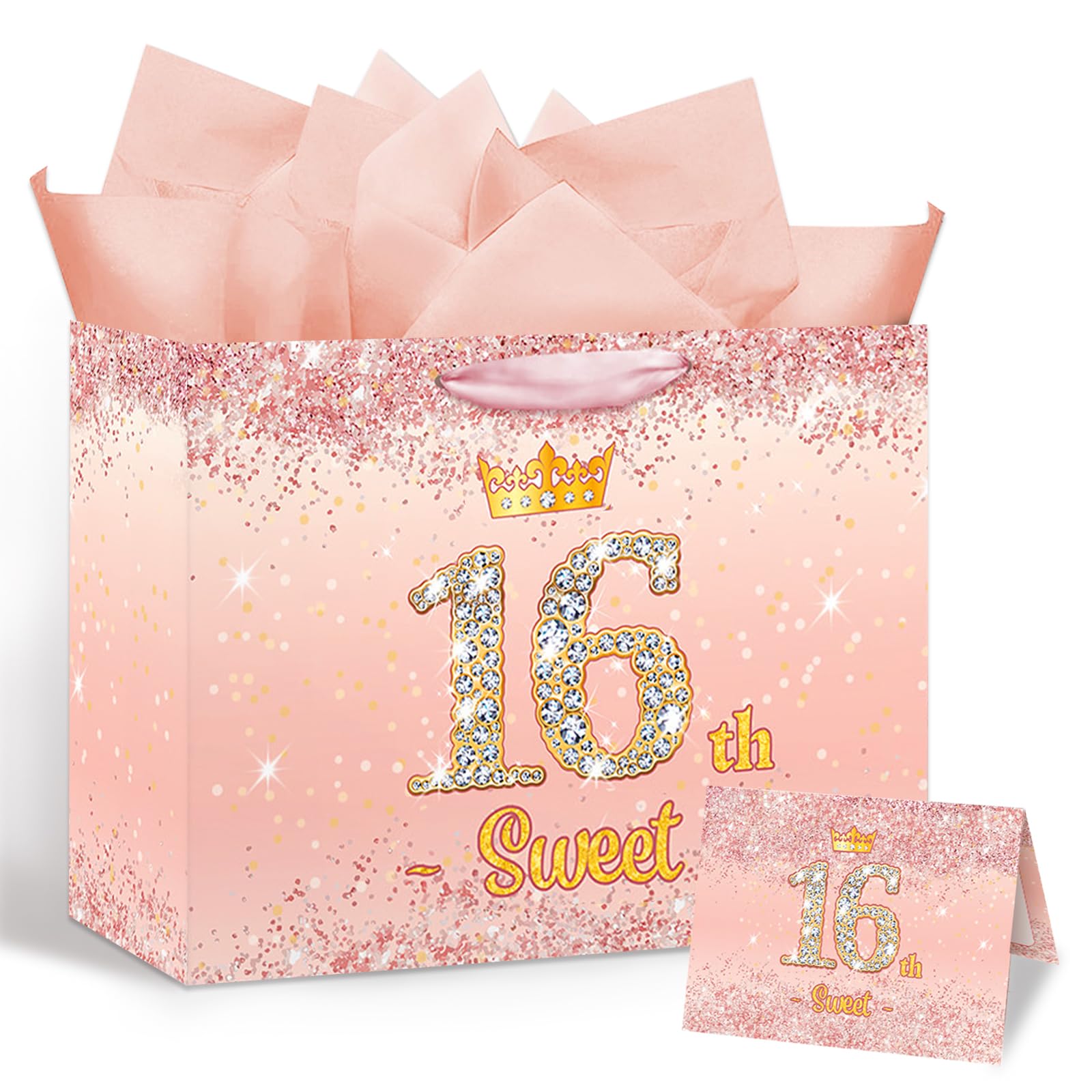 Amazon.com: duludulu Sweet 16 Gift Bag for Girls with Greeting Card and ...