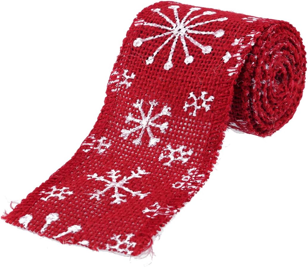 Christmas Ribbon Snowflakes Wired Handmade Burlap Ribbon for Xmas Tree ...