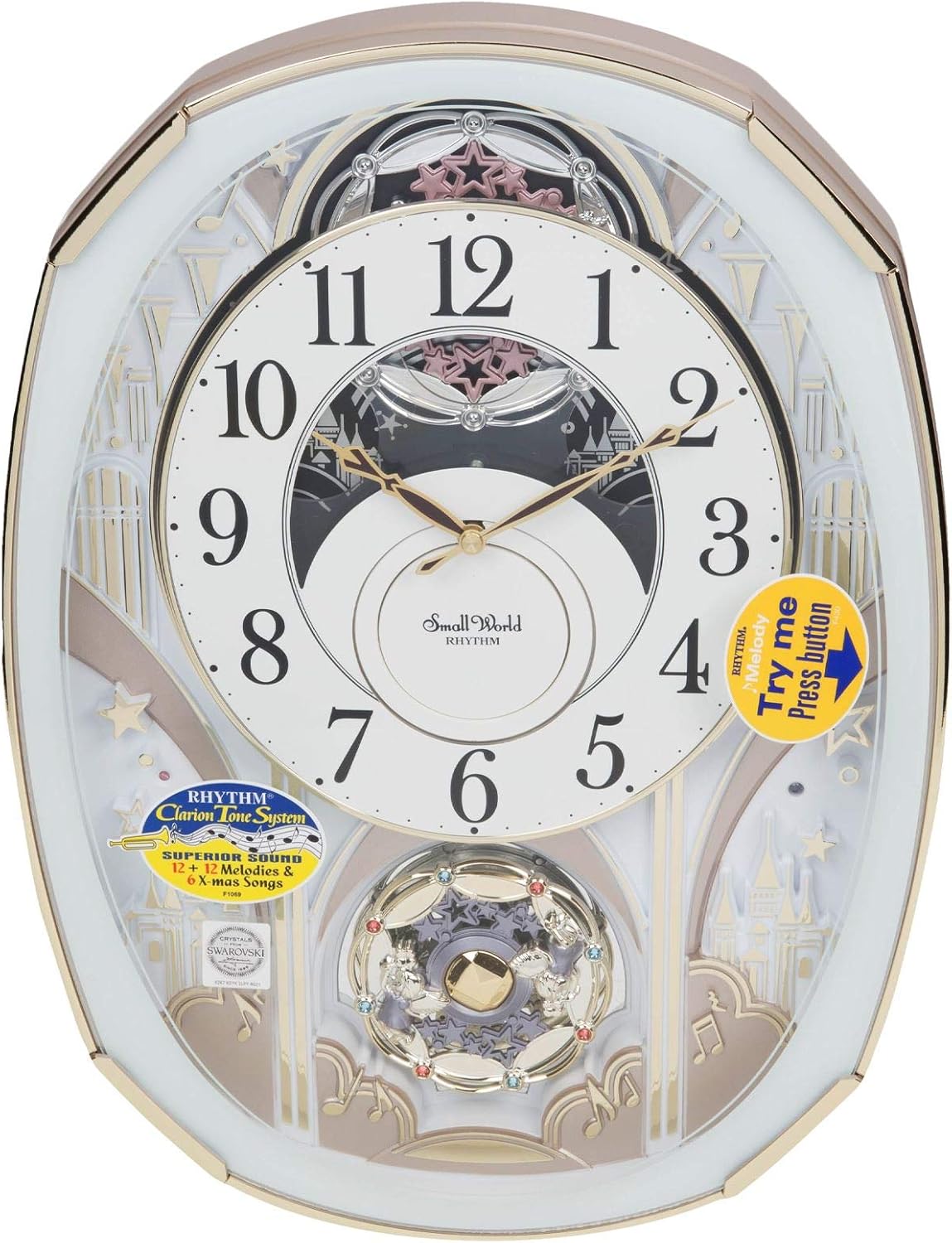 RHYTHM Rotating Pendulum Magic Motion Musical Clock with Swarovski ...