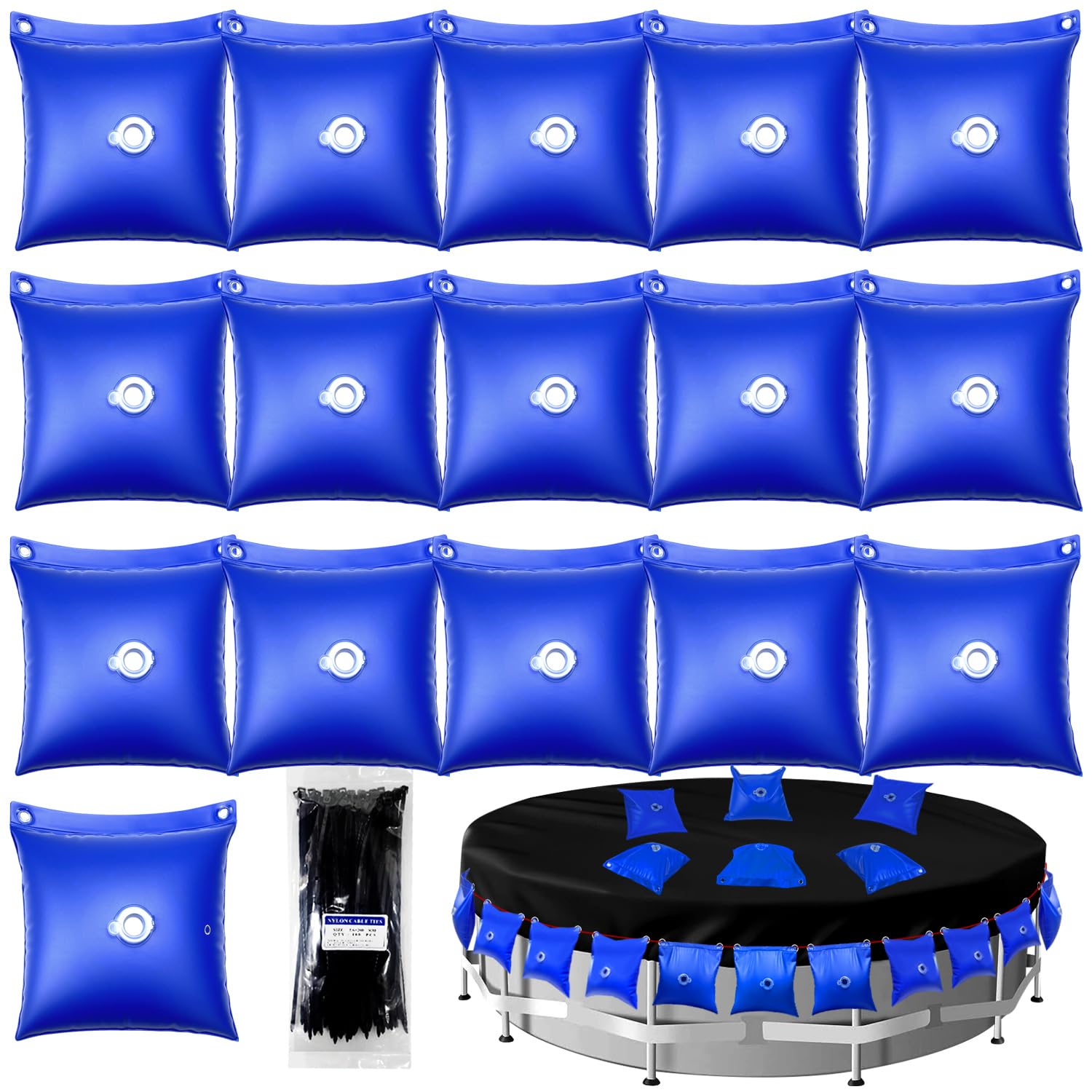 Snapklik.com : Upgrade 16 Pack Swimming Pool Cover Hanging Water Bags