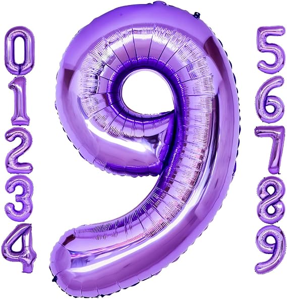 Amazon.com: Purple Number 9 Balloons, 40 Inch Giant Number Balloons ...