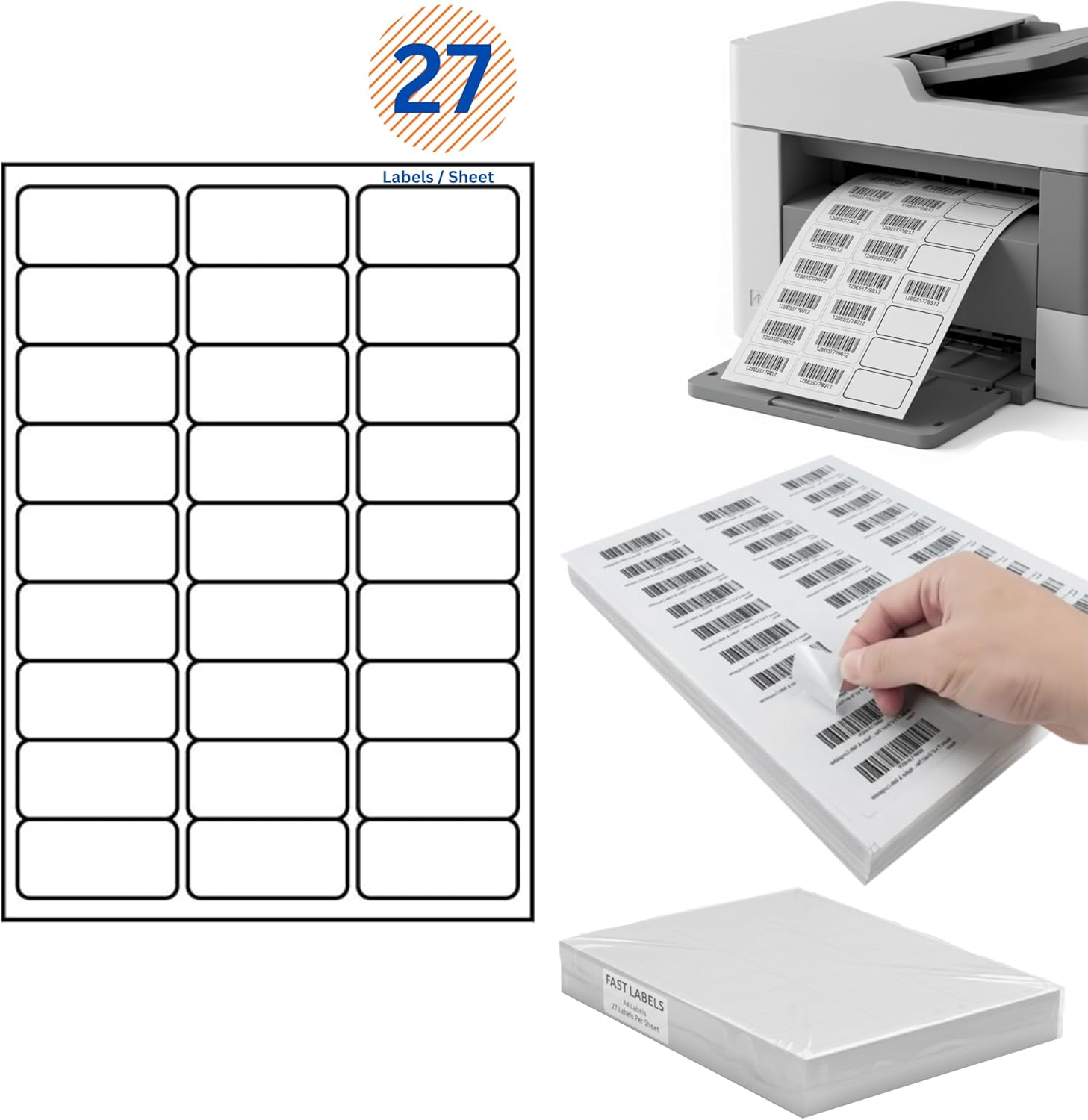 A4 Self Adhesive Address Labels 27 Per Sheet (63.5x29.6mm) – 100 Sheets ...