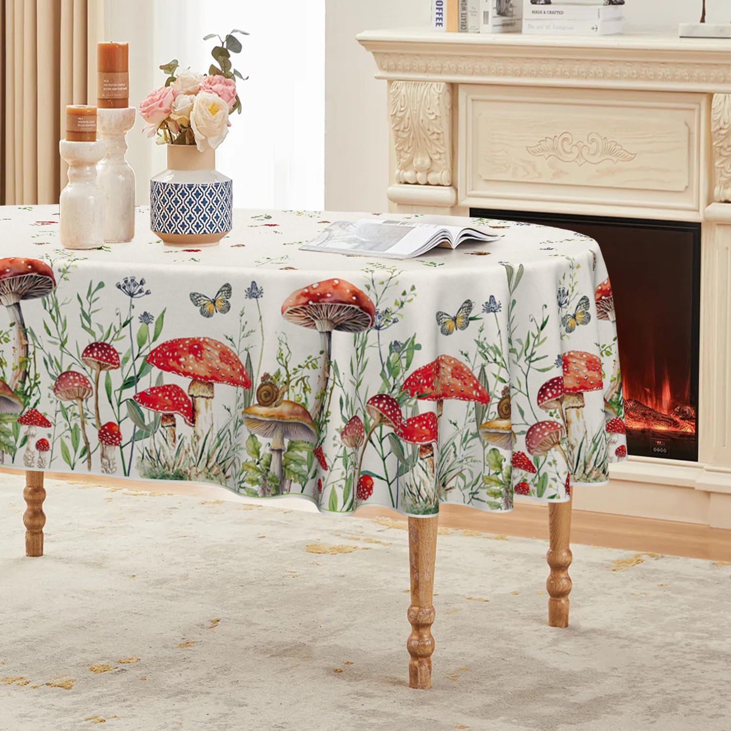 Amazon.com: Horaldaily Vintage Mushroom Forest Tablecloth 60×84 Inch ...