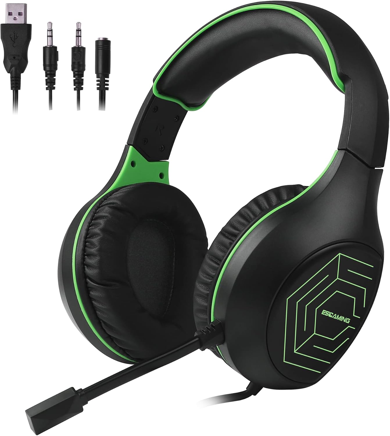 Amazon.com: ESGAMING Gaming Headset with Mic LED Light On Ear Gaming ...
