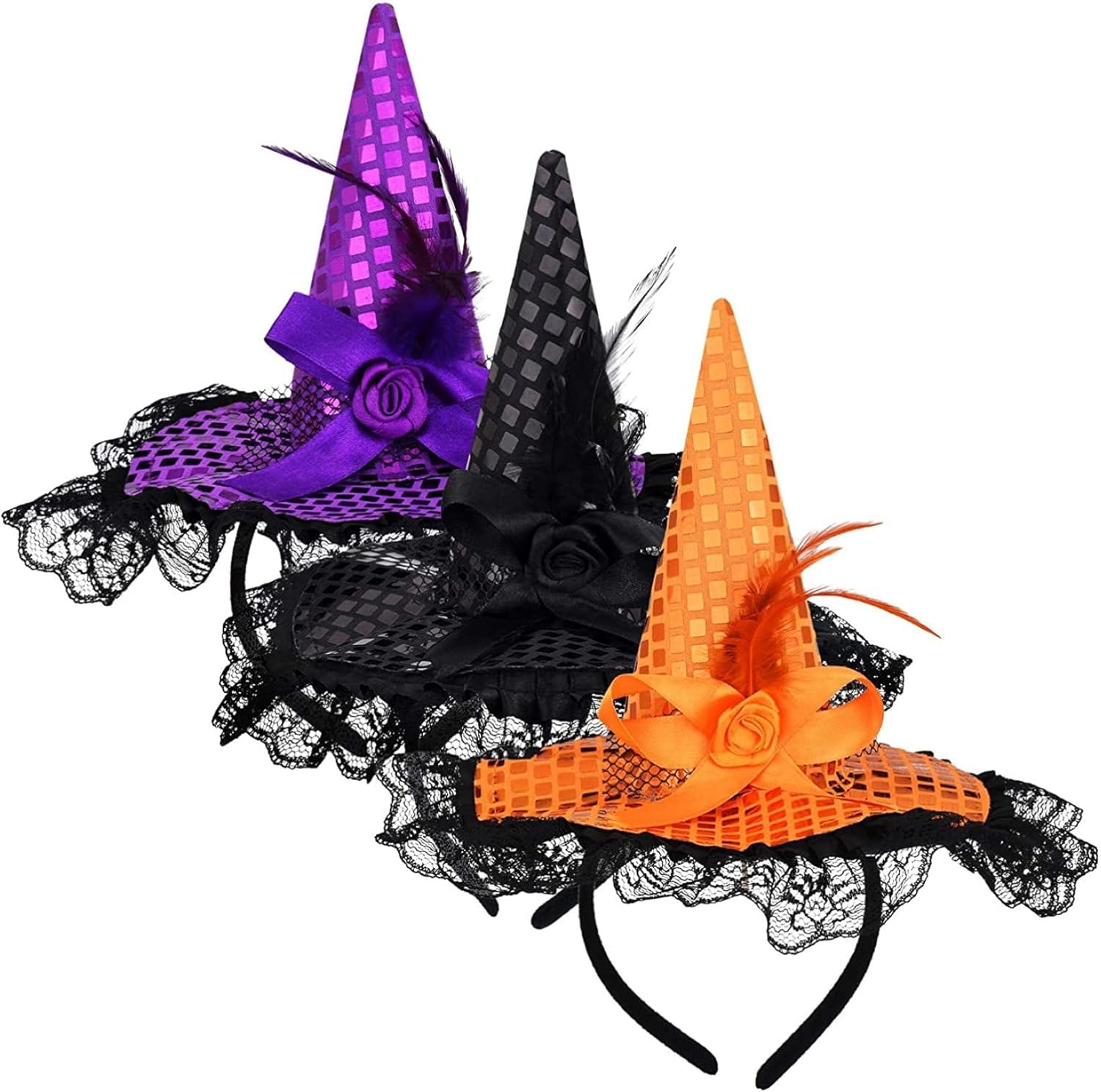 Amazon.com: Lawnrden 3 Pieces Halloween Witch Hat Halloween Witch ...