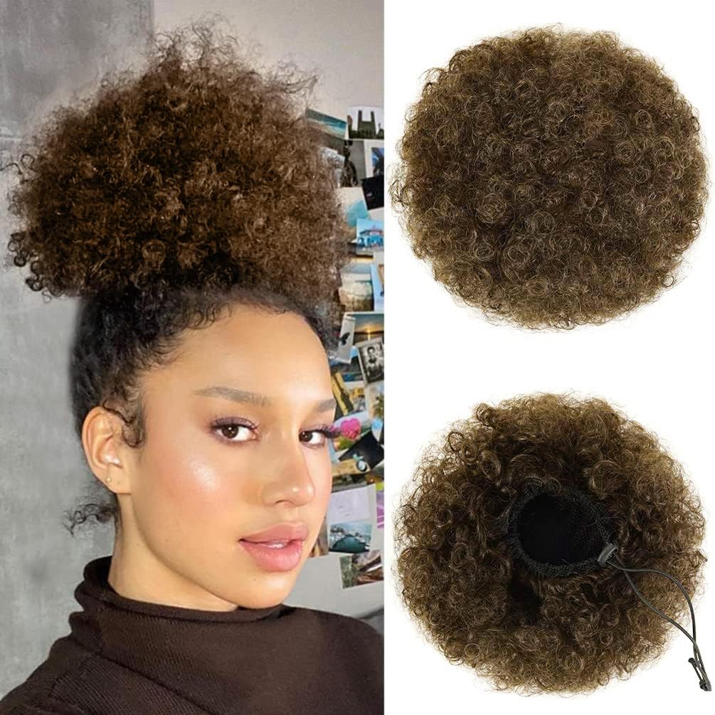 Amazon.com : ISWEET Afro Puff Drawstring Ponytail, Curly Afro Bun ...