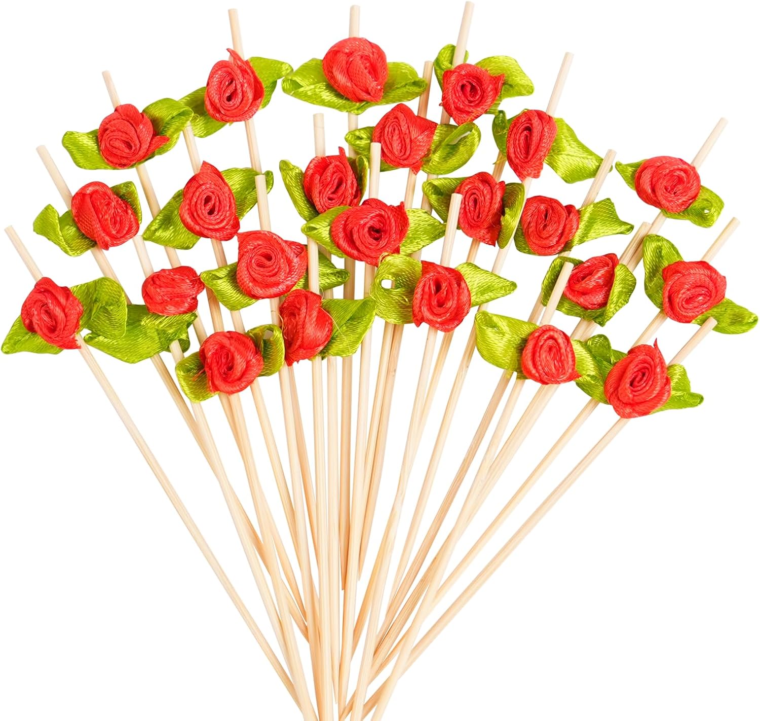 Amazon.com | Rose Cocktail Picks - 100 Counts Cute Flower Long ...