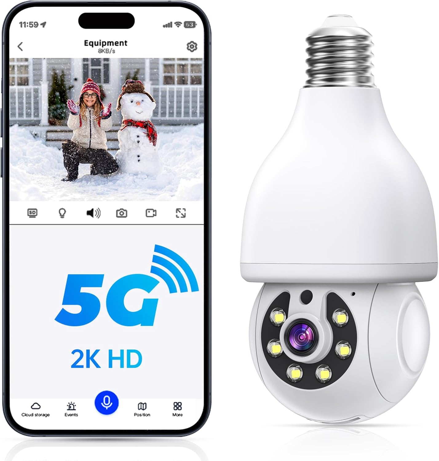 Amazon.com : Noahcam Lightbulb House Camera, 2K Smart WiFi Light Bulb ...