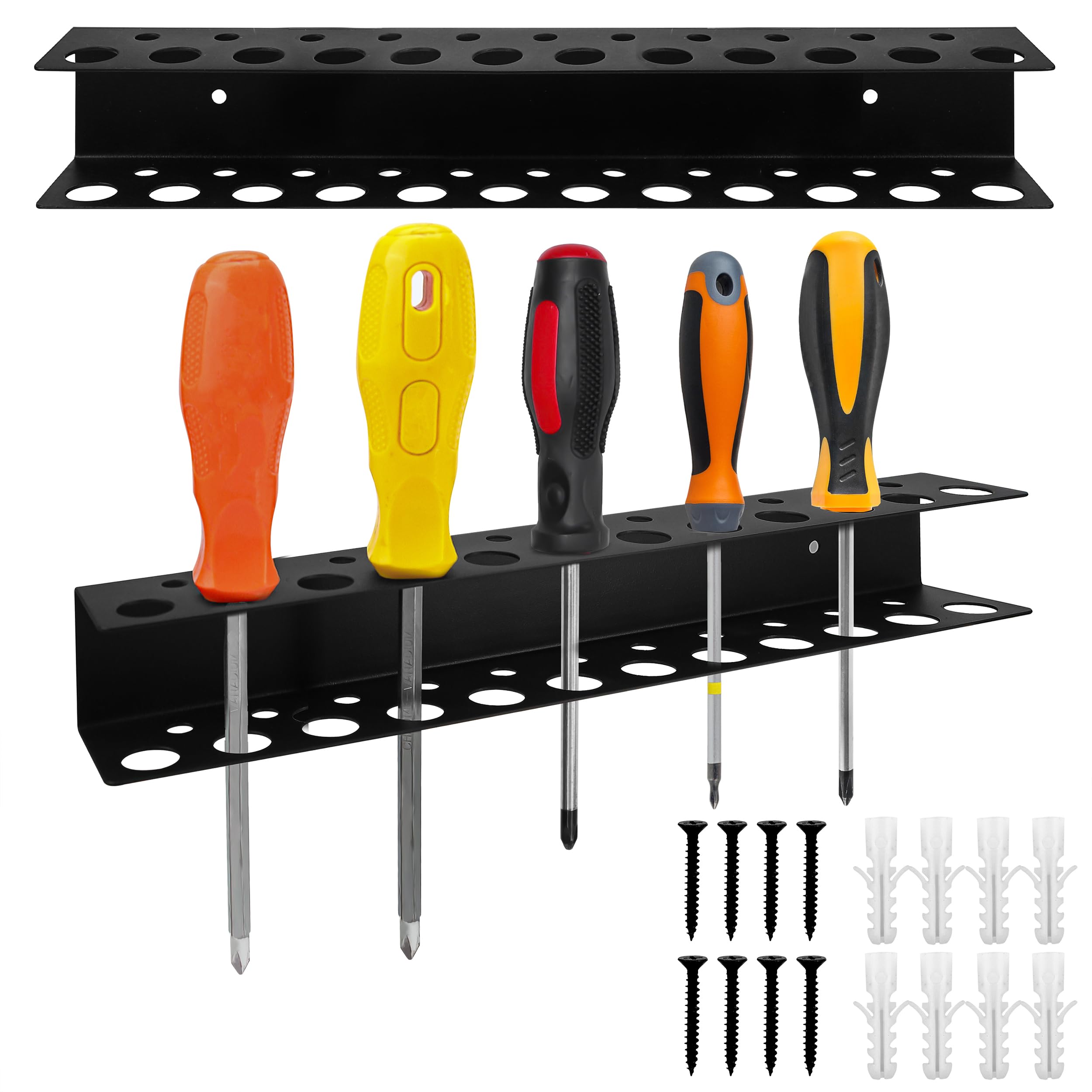 Amazon.com: Screwdriver Holder Wall Mount with 23 Holes, 12.6" Long ...