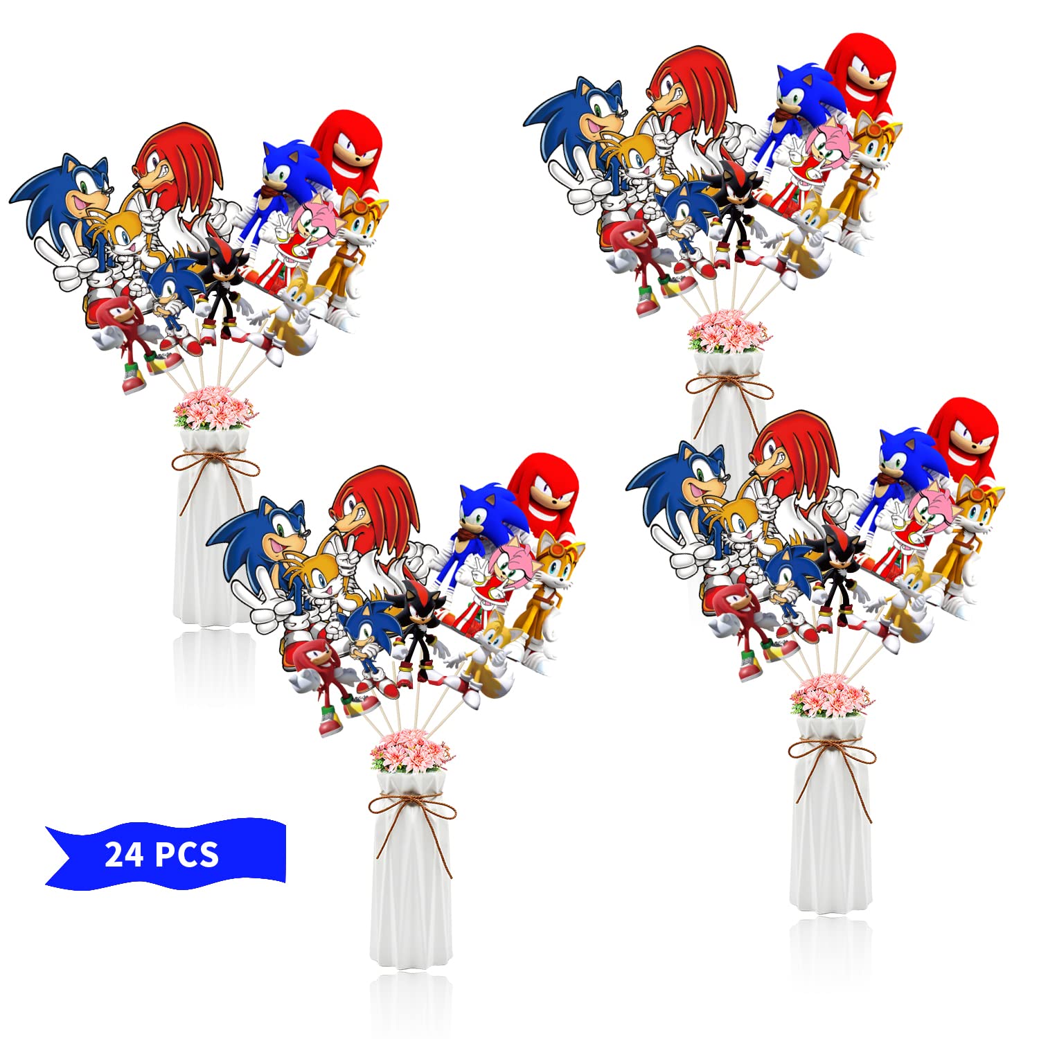 Buy Sonic Birthday Party Supplies, 24PCS Sonic Centerpieces Decorations ...