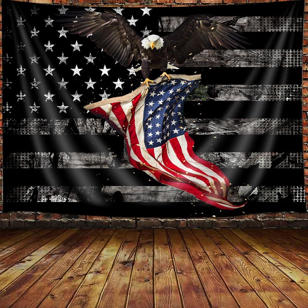 Amazon.com: American Flag Tapestry Wall Hanging Bald Eagle on Vintage ...