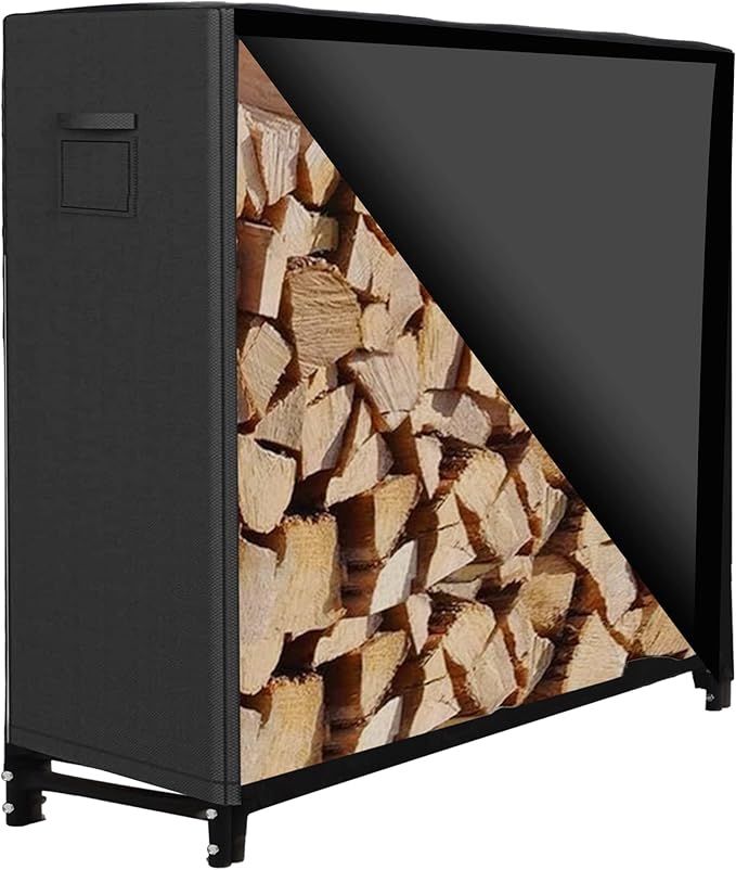 Amazon.com: QualStorage 4Ft Firewood Rack Outdoor with Cover Heavy Duty ...