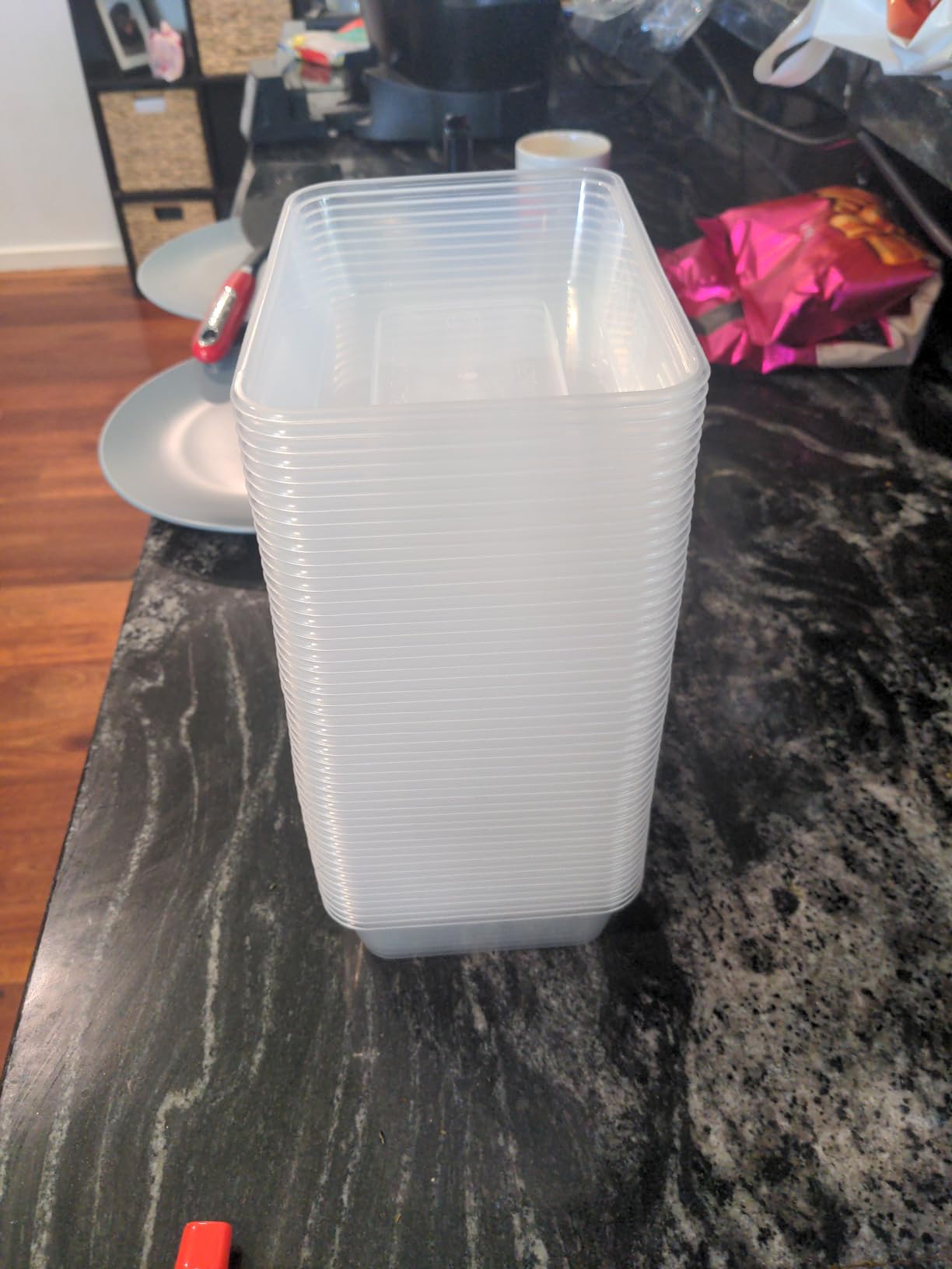 Genfac Plastic Rectangle Disposable Container 50 Pieces, 500 ml ...