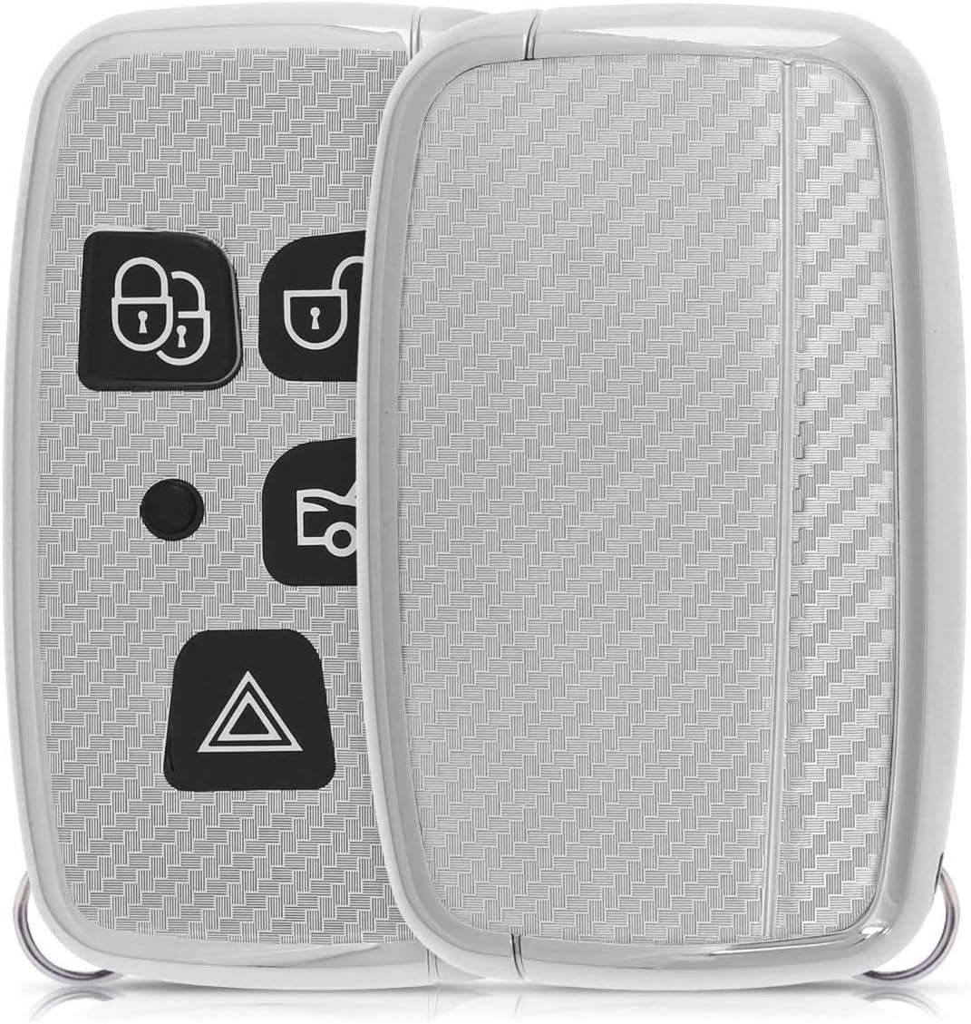 JVCV® Silver Border TPU Key Cover Compatible with Land Rover and Jaguar ...