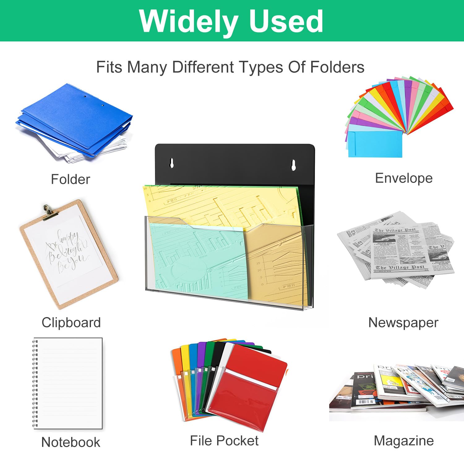 Snapklik.com : ZHIDIAN Strong Magnetic File Holder - 2Pack Large Black ...