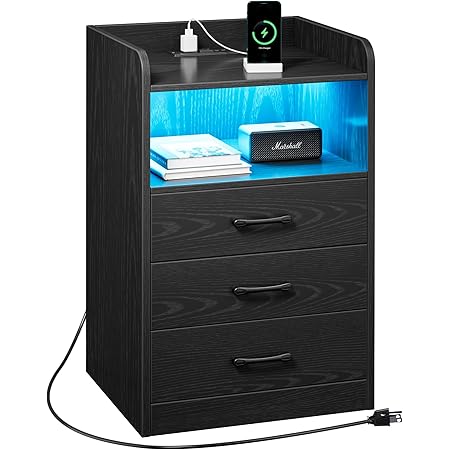 Amazon.com: Gurexl RGB Night Stand with Wireless Charging Station and ...