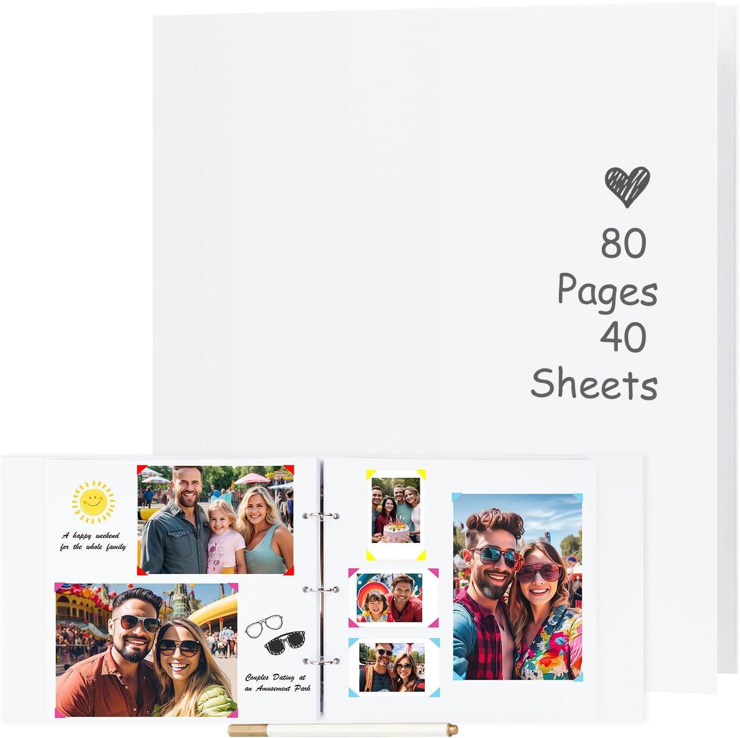 Amazon.com: Aevdor 3 Ring Scrapbook Album 80 Pages, Extra Large 8.5x11 ...