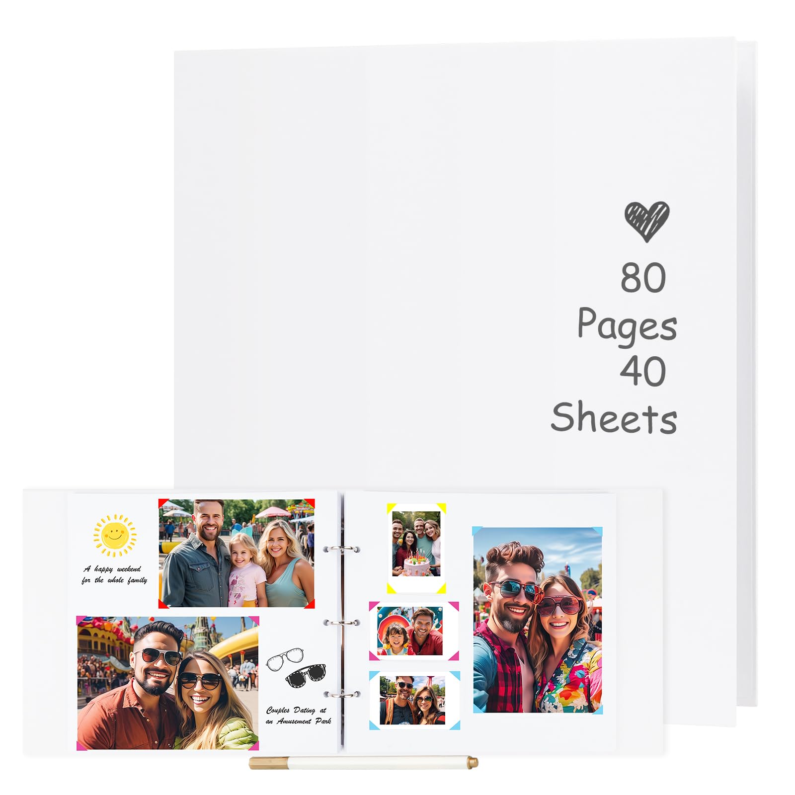 Amazon.com: Aevdor 3 Ring Scrapbook Album 80 Pages, Extra Large 8.5x11 ...