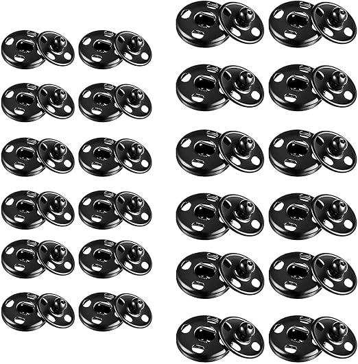 JEOPKO 24 Sets Poppers Fasteners Kit,Metal Snap Button Clasps Fastener ...